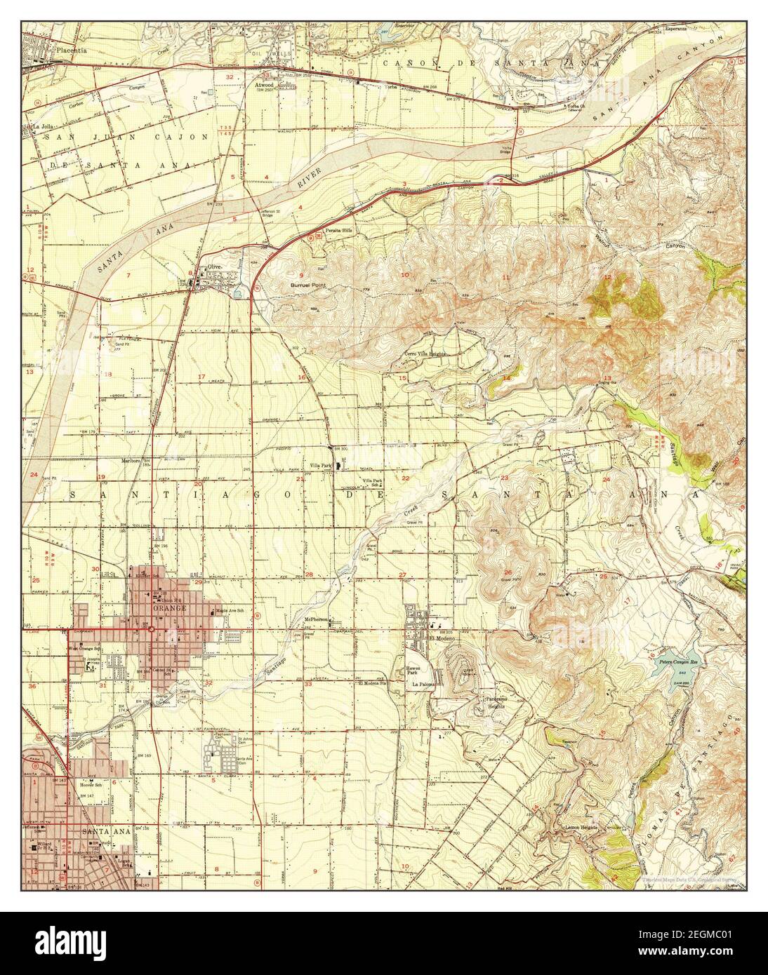 Orange, California, map 1950, 1:24000, United States of America by ...