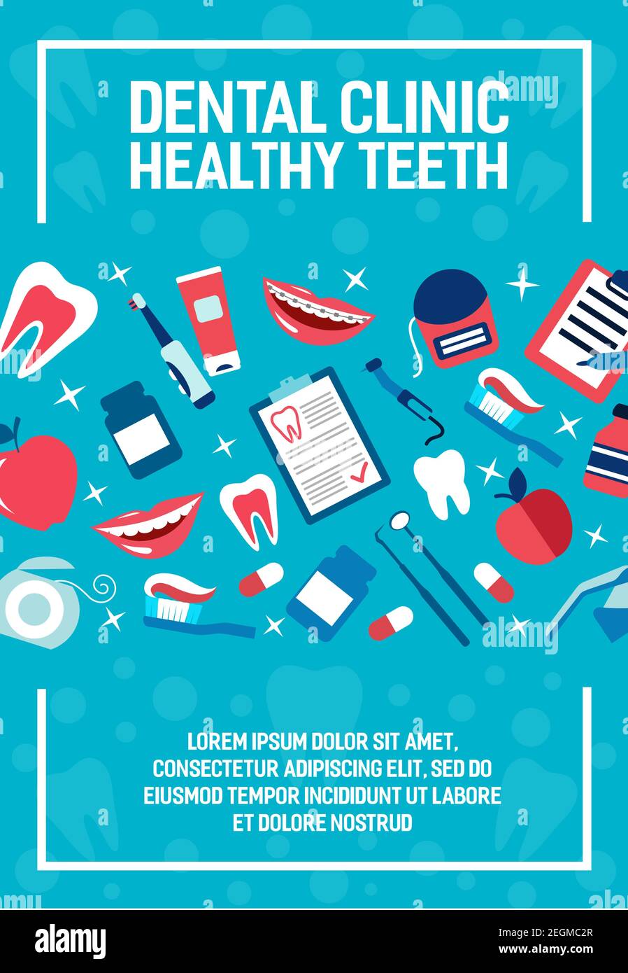 Dental clinic or dentist medical center posters of stomatology icons ...