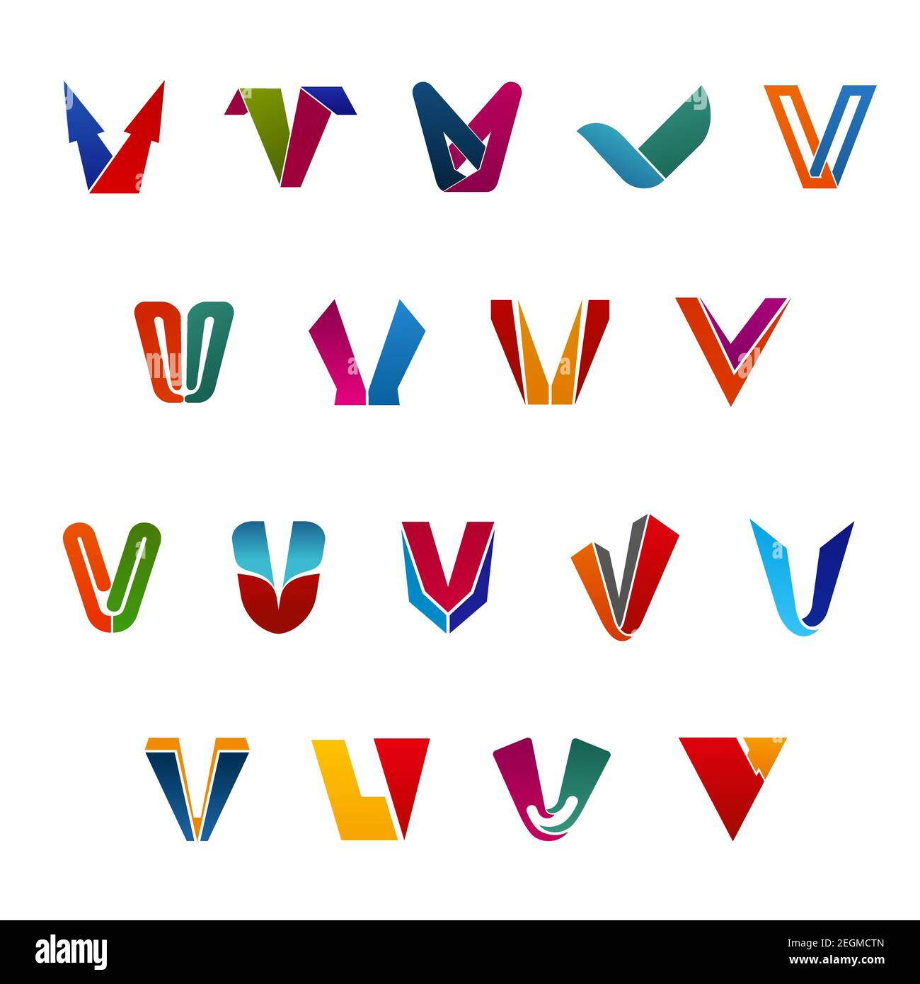Letter V icons for business design in technology industry, art and ...