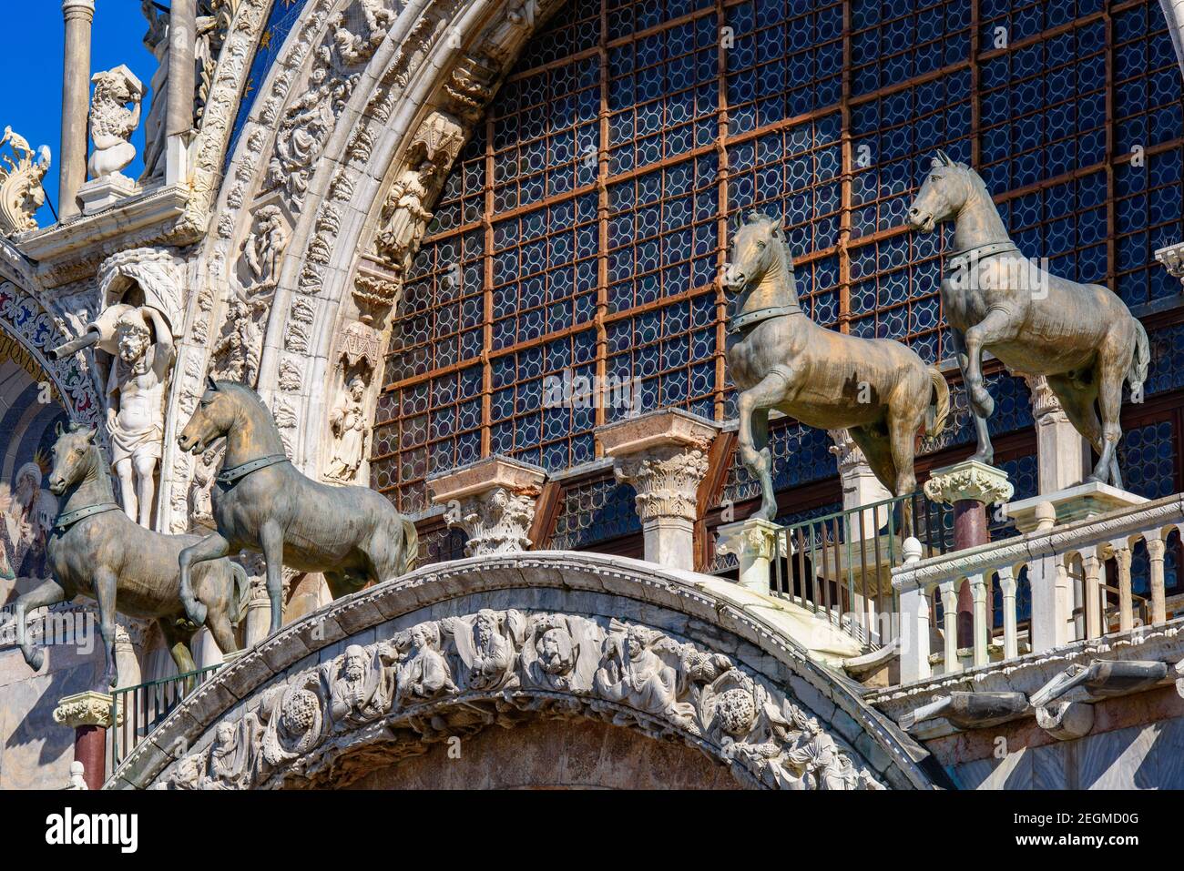 The Horses of Saint Mark (Triumphal Quadriga), four bronze statues of horses on the facade of St ...