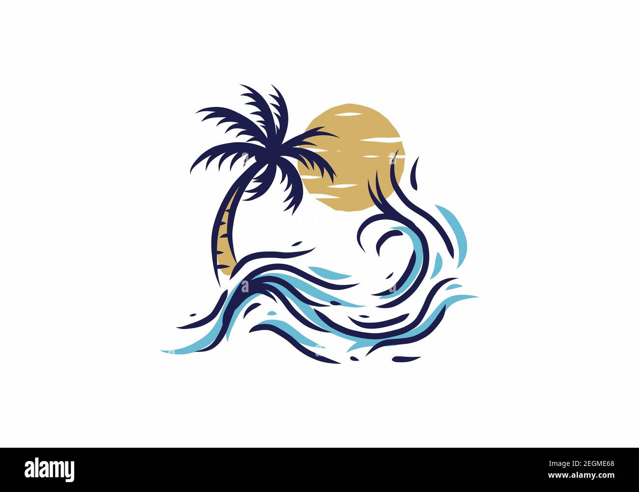 Beach simple flat illustration drawing design Stock Vector Image & Art ...
