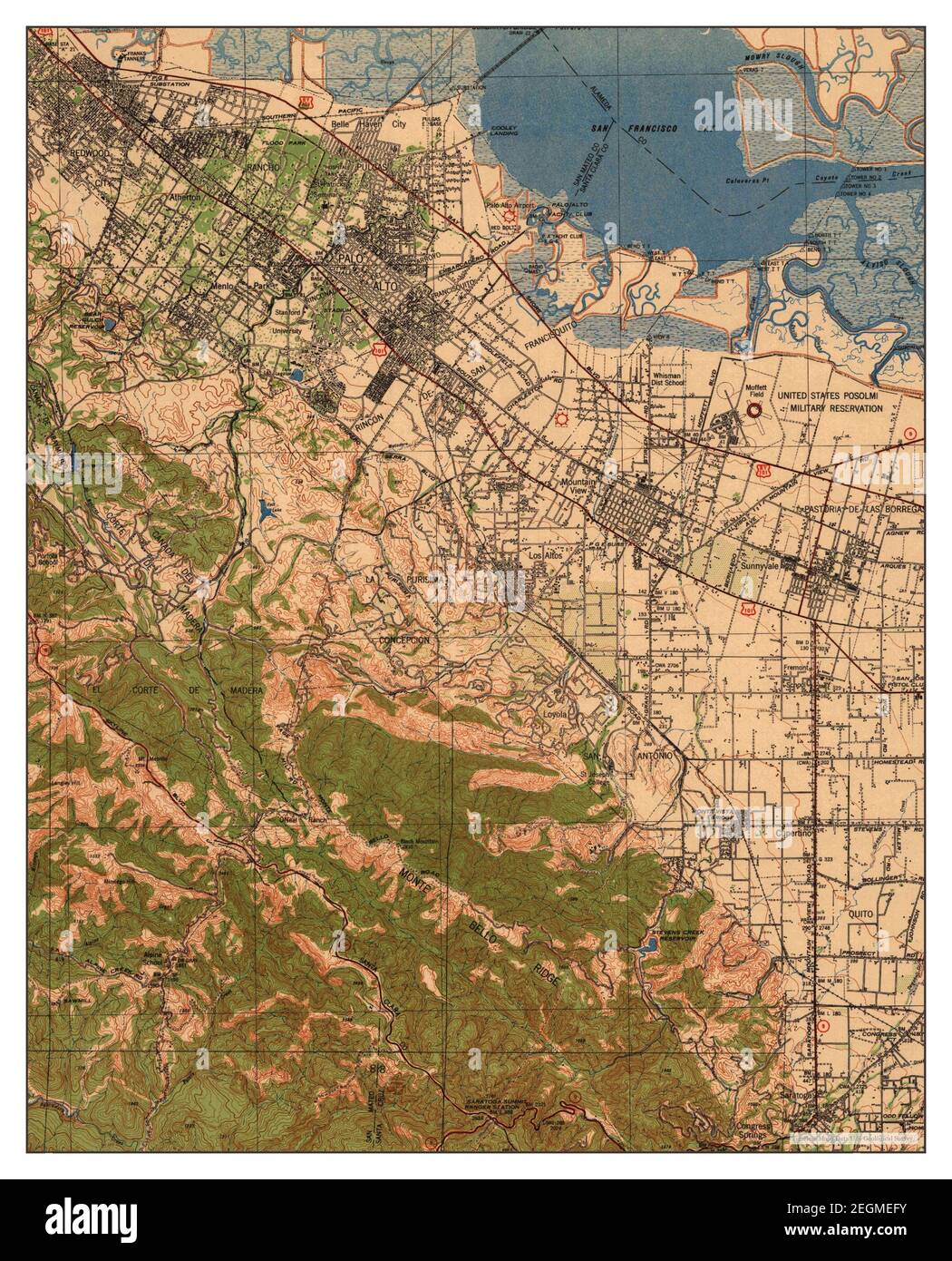 Palo Alto, California, map 1941, 1:62500, United States of America by ...