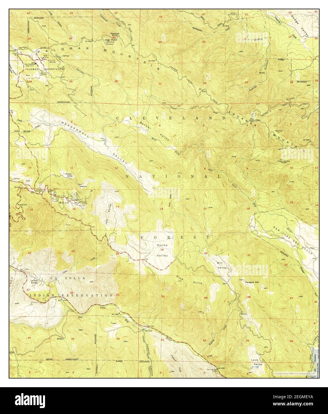 Palomar Observatory, California, map 1950, 1:24000, United States of ...
