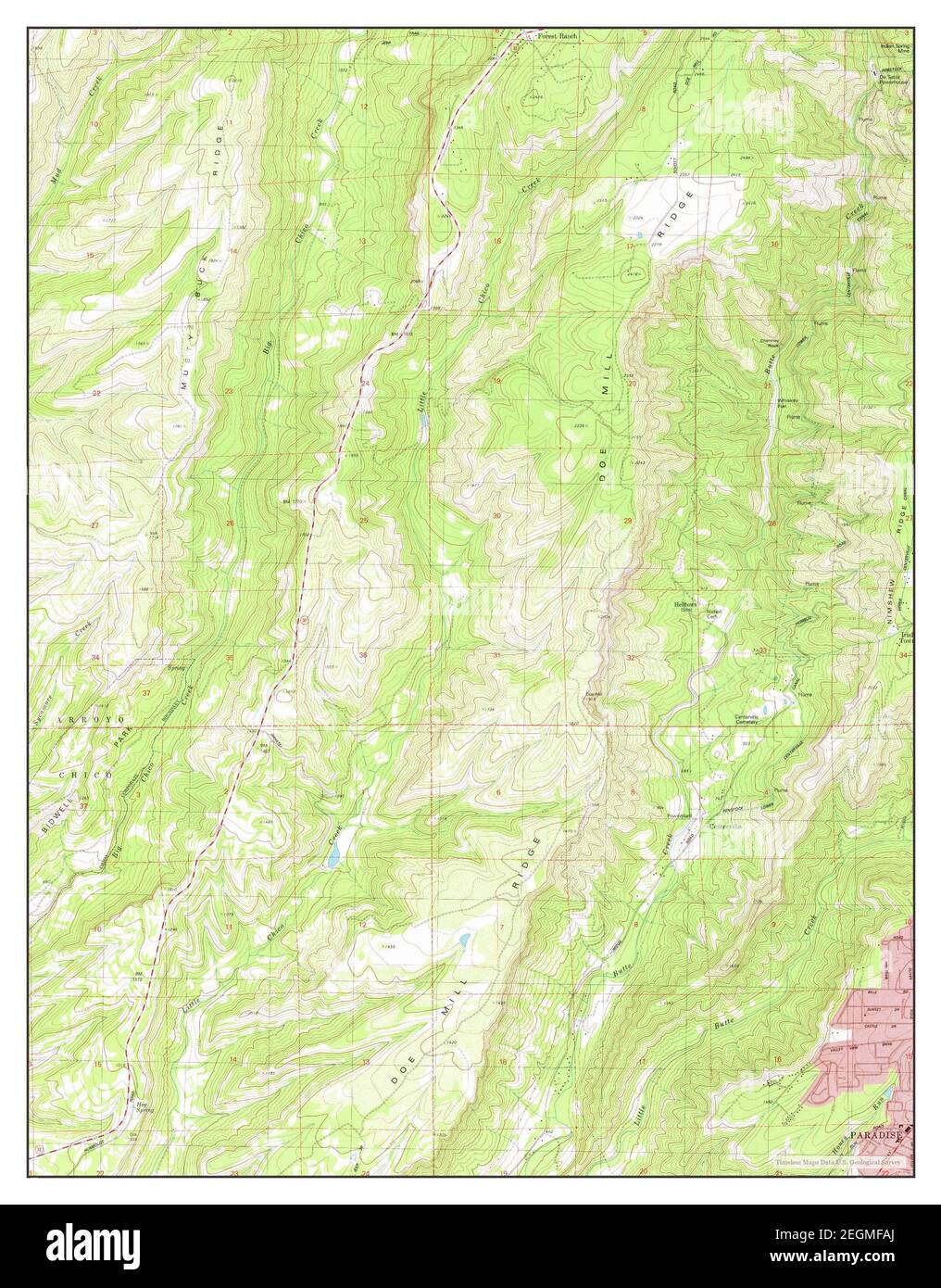 Paradise california map hi-res stock photography and images - Alamy