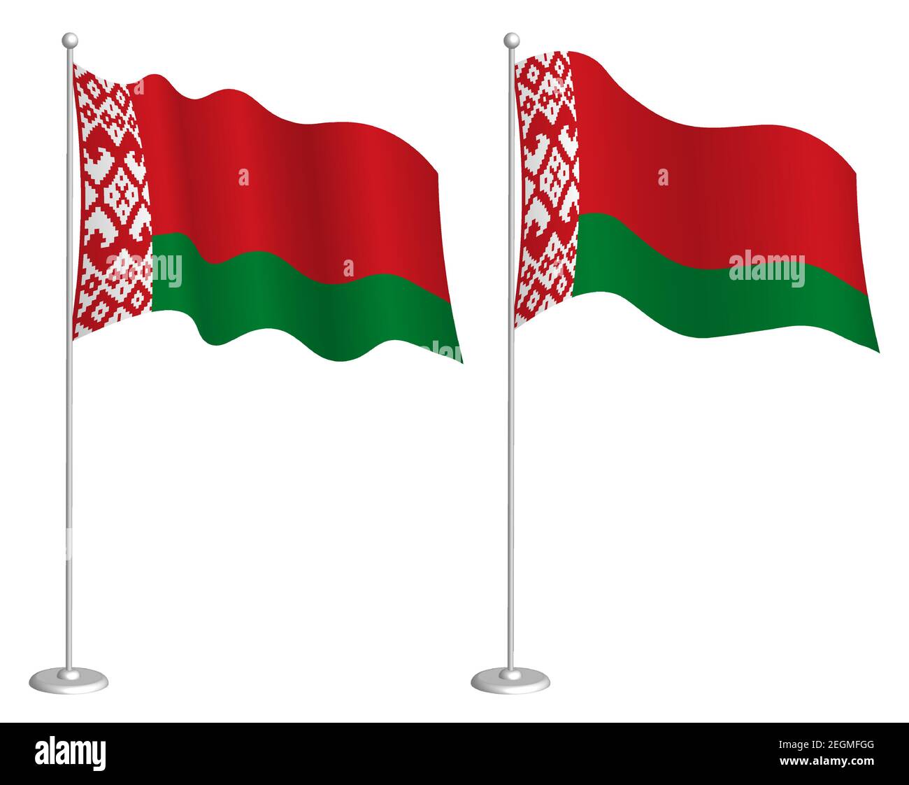 flag of republic of Belarus on flagpole waving in wind. Holiday design ...