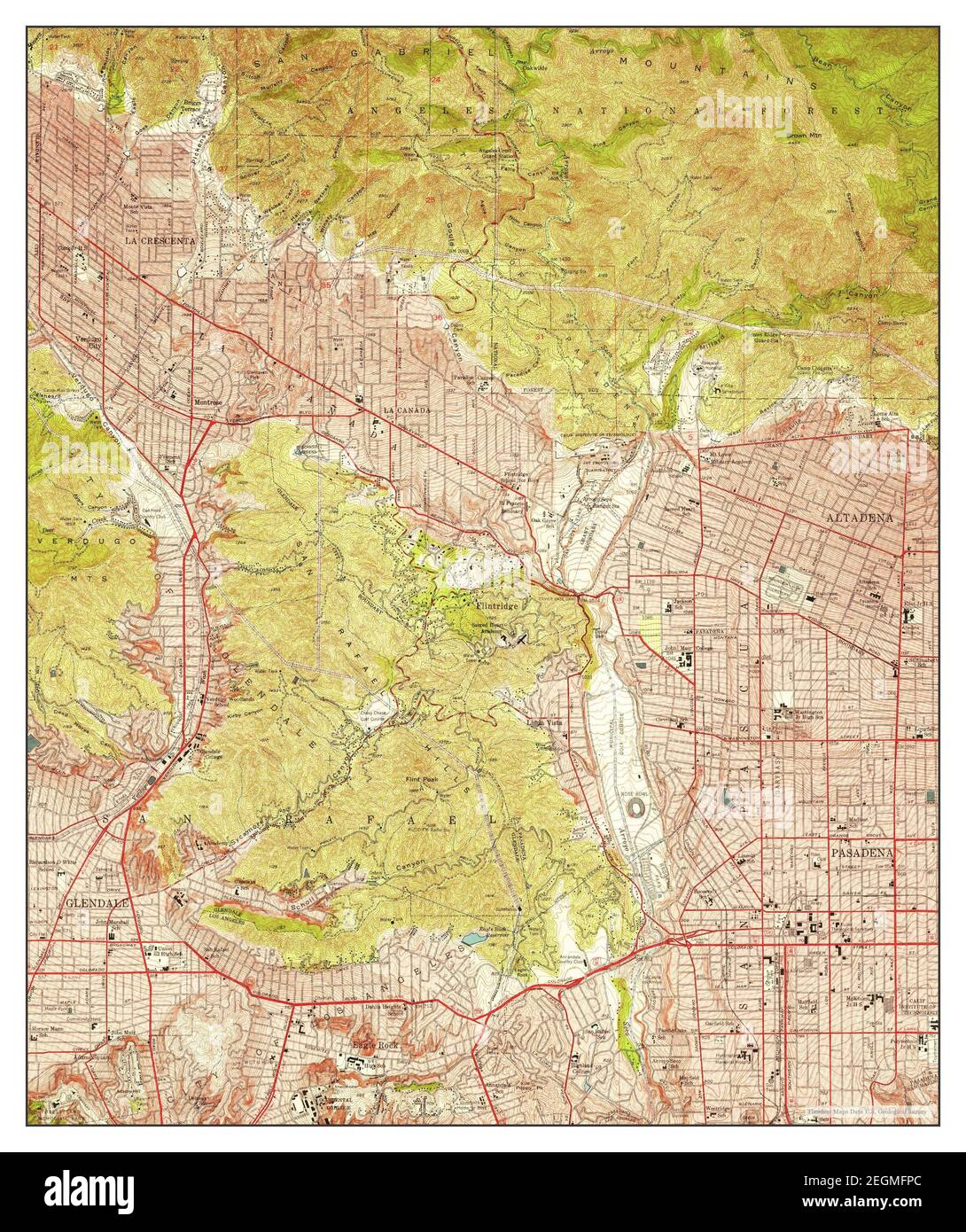 Pasadena, California, map 1953, 1:24000, United States of America by ...