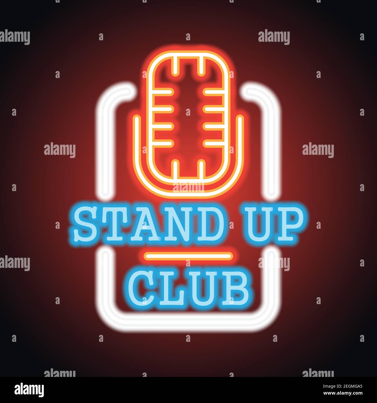 stand up neon sign for stand up comedy advertisement. vector ...