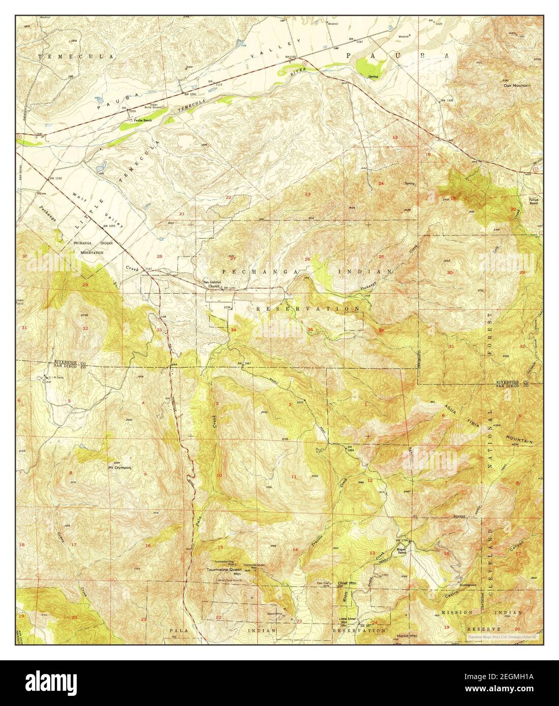 Pechanga, California, map 1950, 1:24000, United States of America by ...