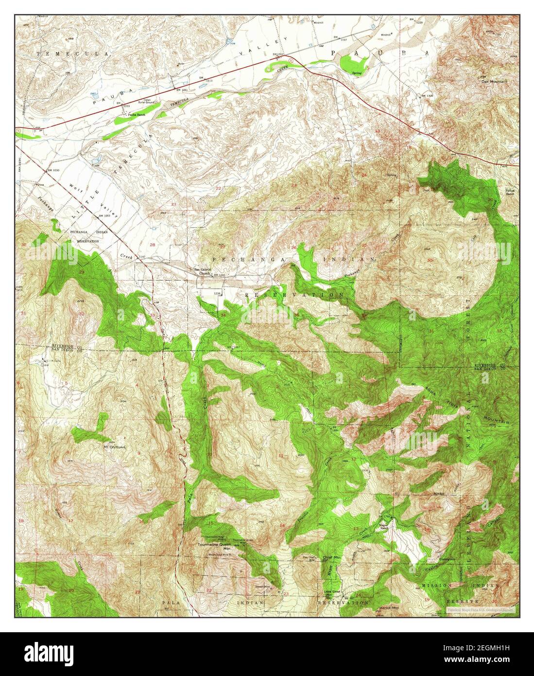 Pechanga, California, map 1949, 1:24000, United States of America by ...