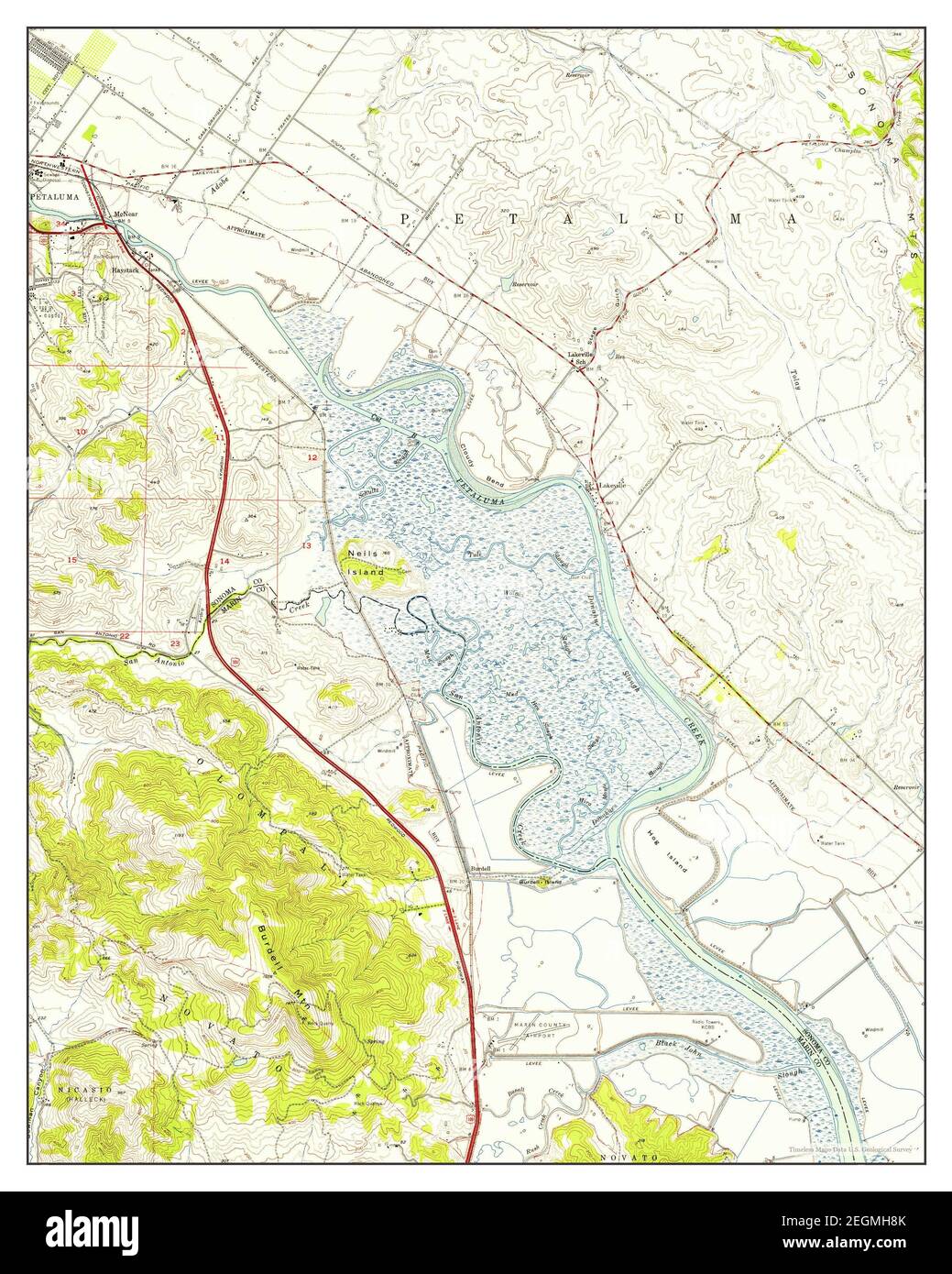 Mapa De Petaluma, California City Street Map Santa Rosa / Sonoma