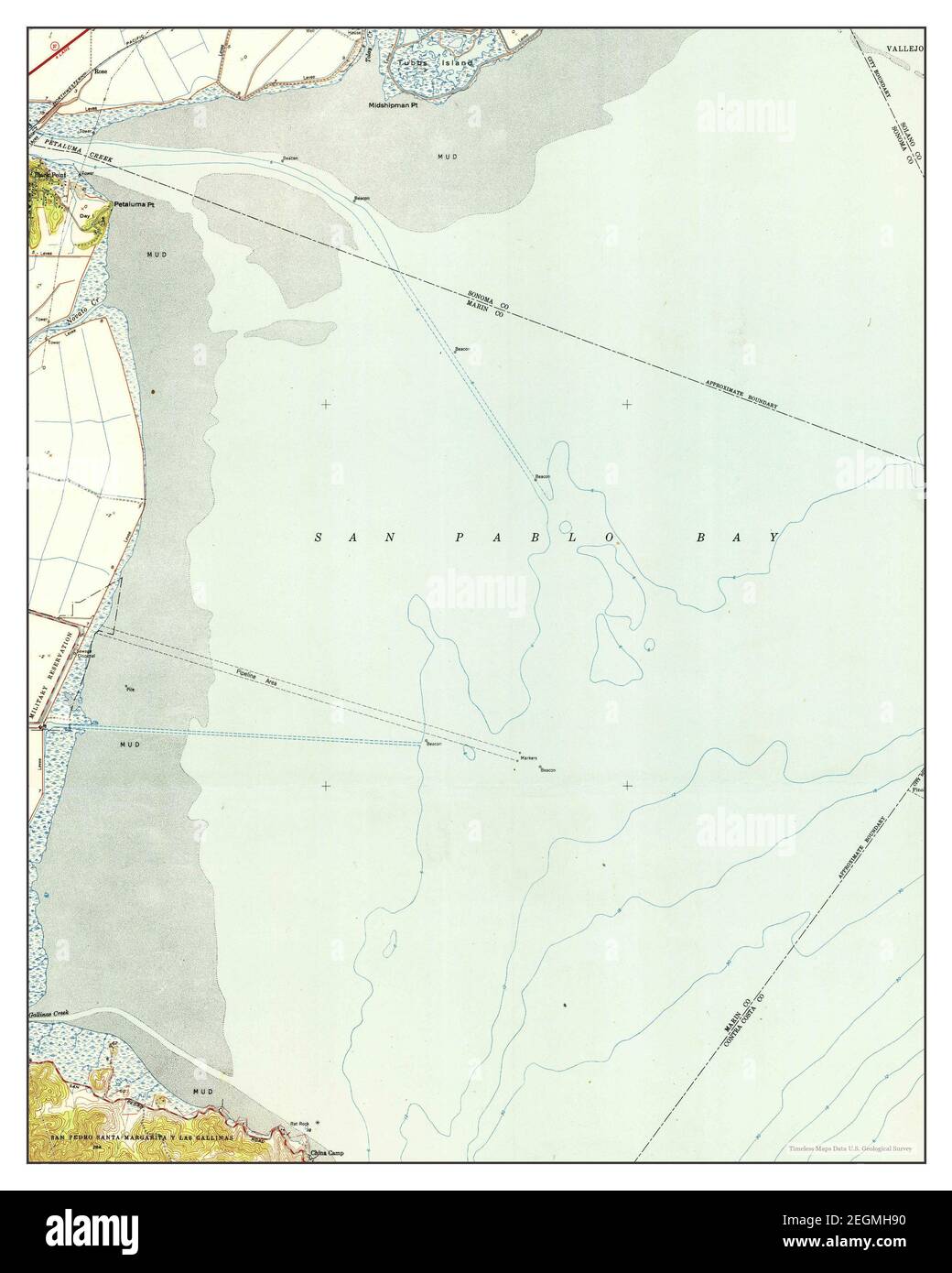 Petaluma Point, California, map 1951, 1:24000, United States of America ...