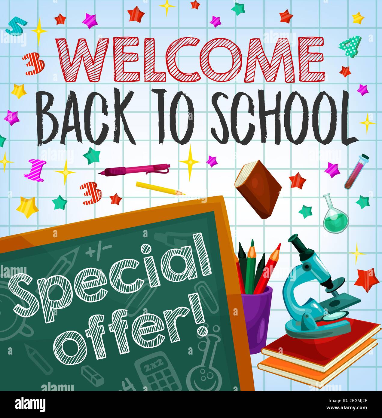 Stationery items poster Stock Vector Images - Alamy