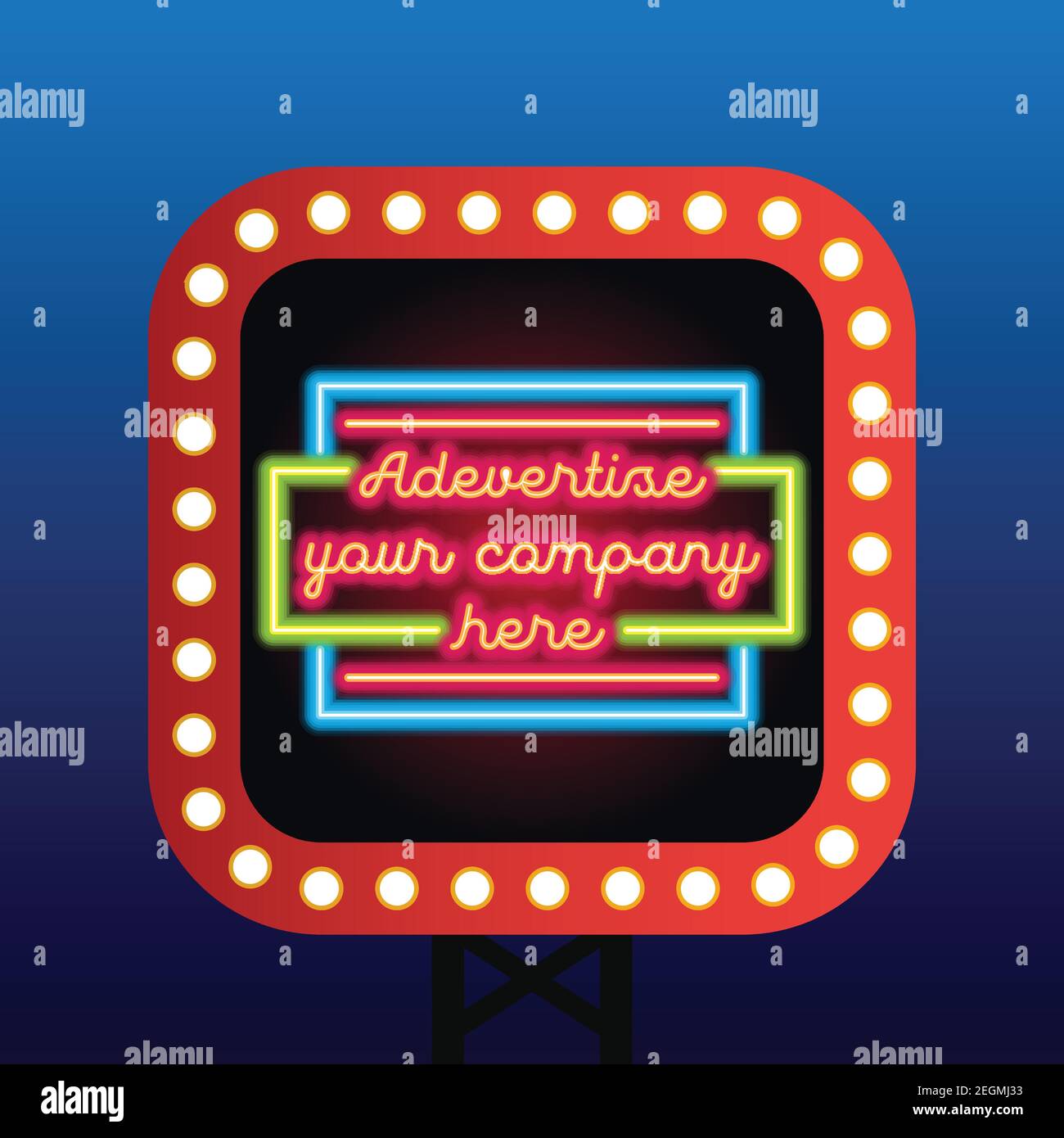 billboard for outdoor advertising glowing box neon sign. vector ...