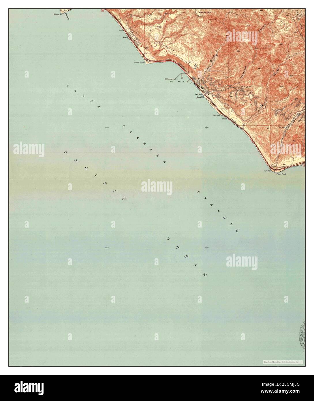 Pitas Point, California, map 1951, 1:24000, United States of America by ...