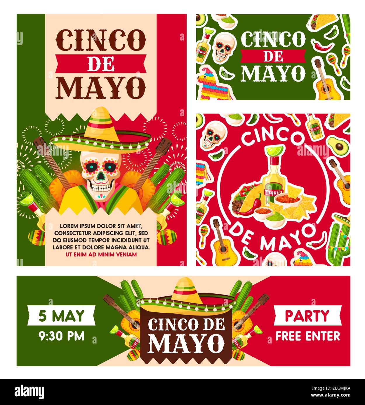 Cinco de Mayo Mexican national holiday celebration greeting cards ...