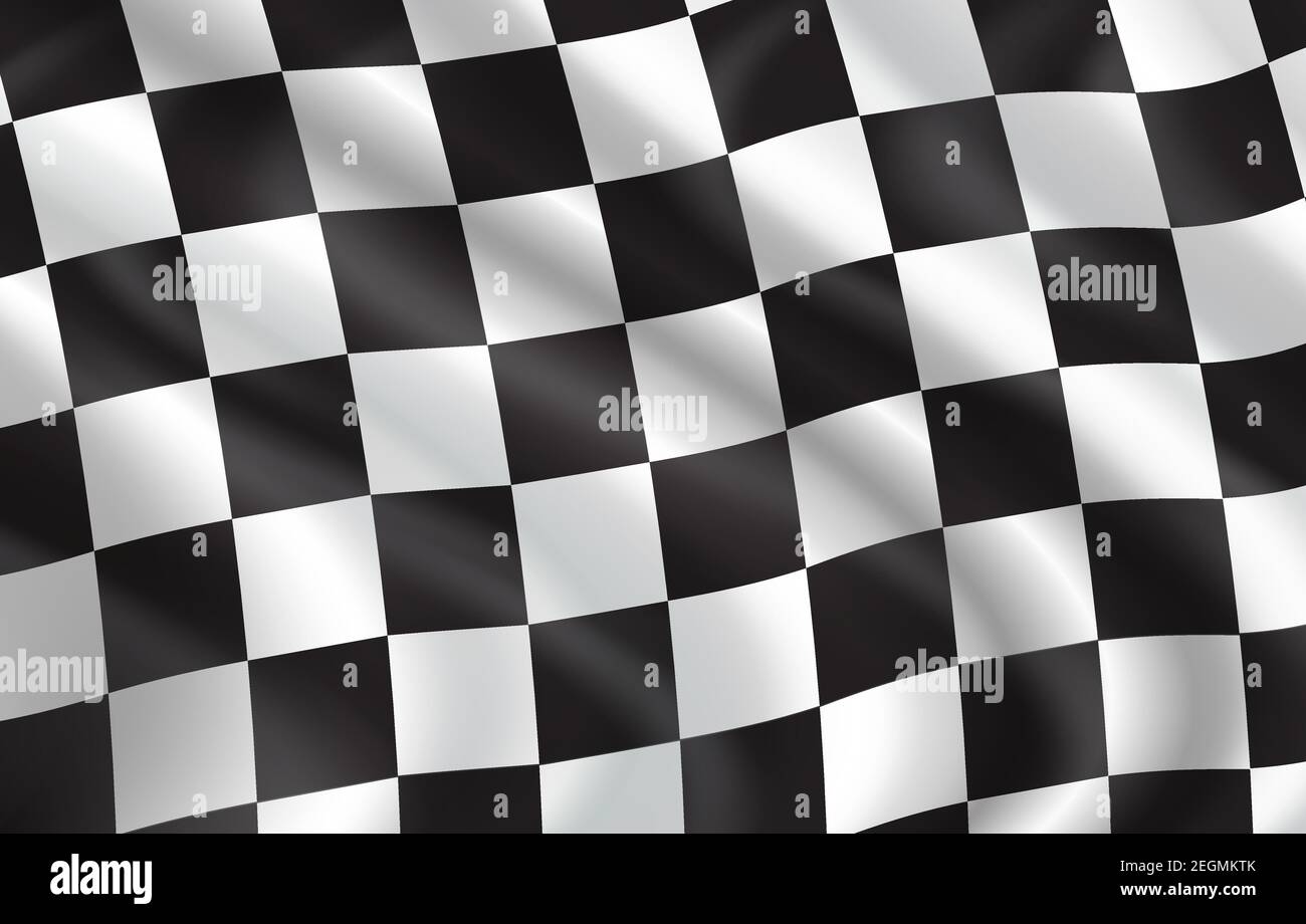 Checkered flag for car racing or rally club. Vector 3D checkered ...