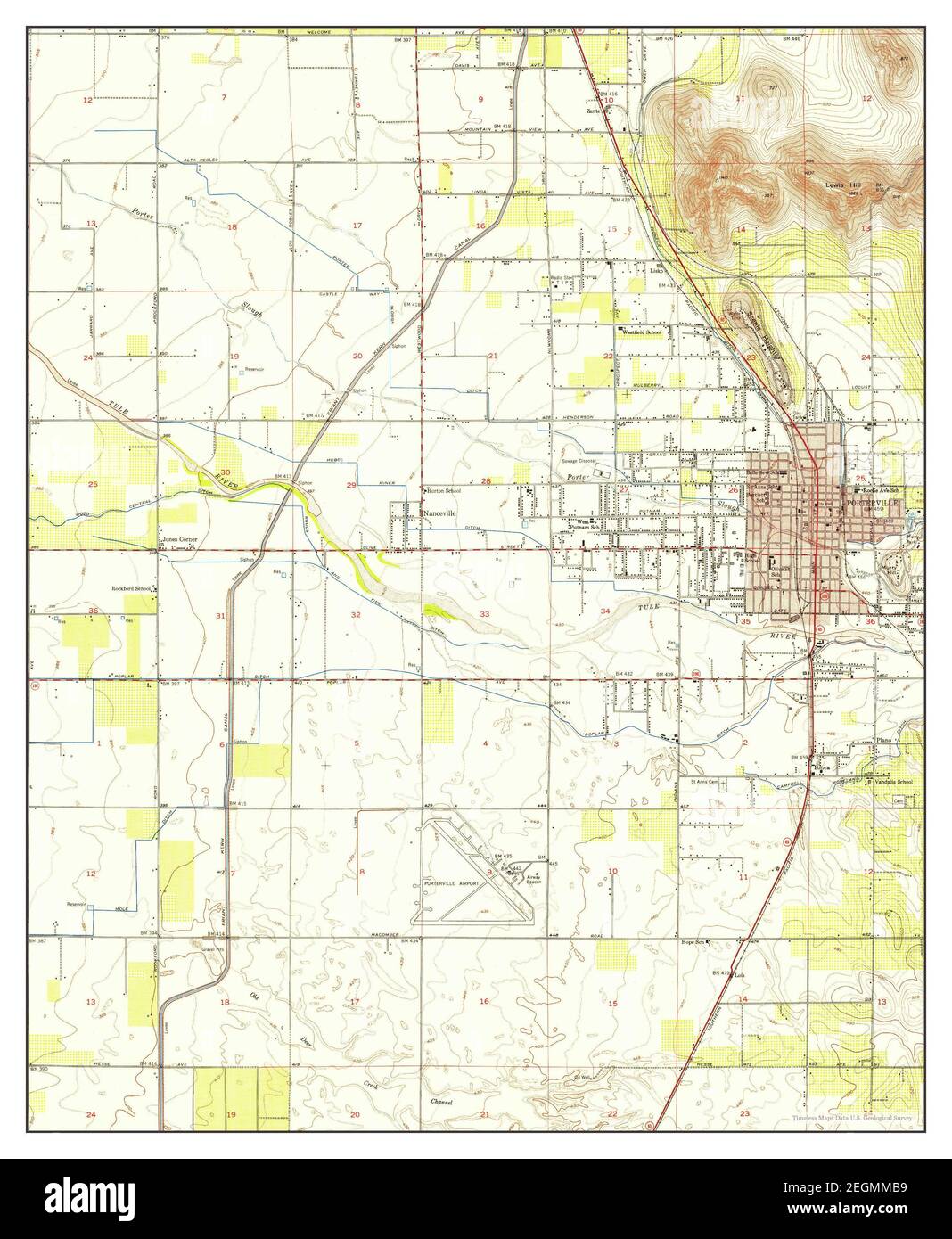 Porterville, California, map 1951, 1:24000, United States of America by ...