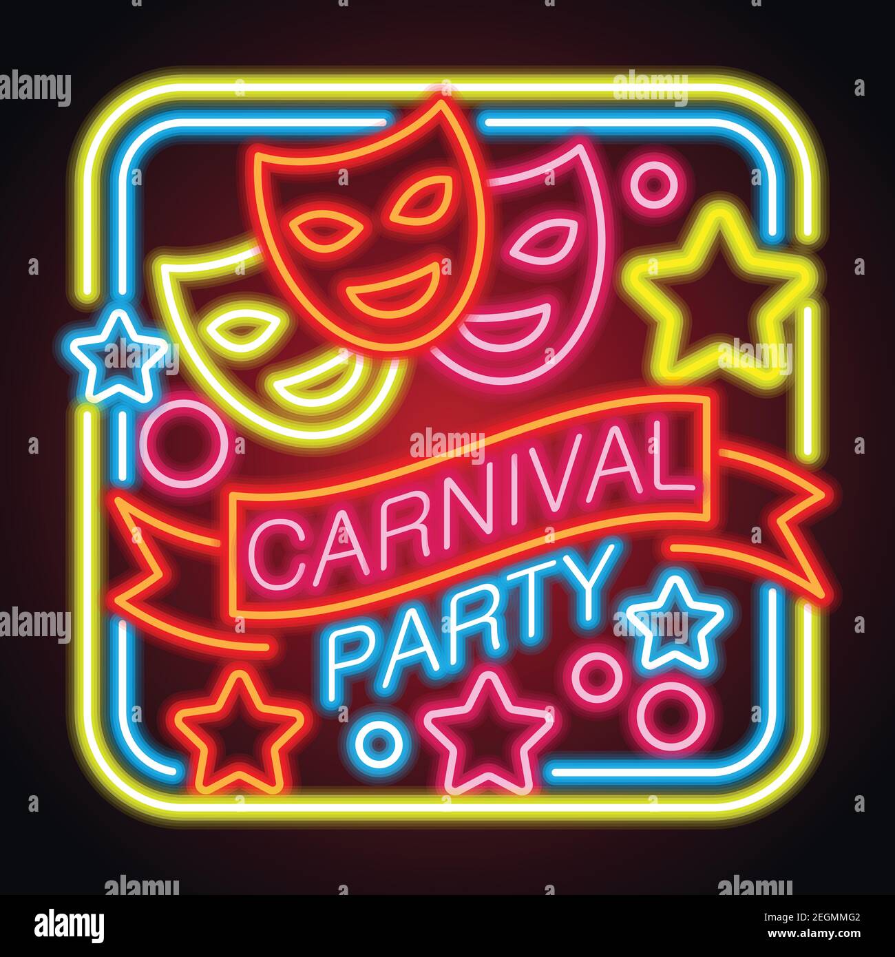 happy carnival festive concept neon sign. vector illustration Stock ...
