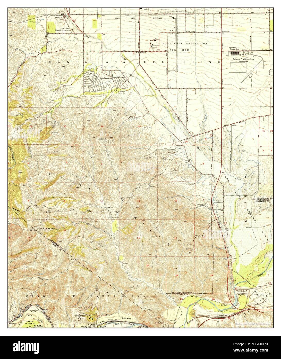 Prado Dam, California, map 1950, 1:24000, United States of America by ...