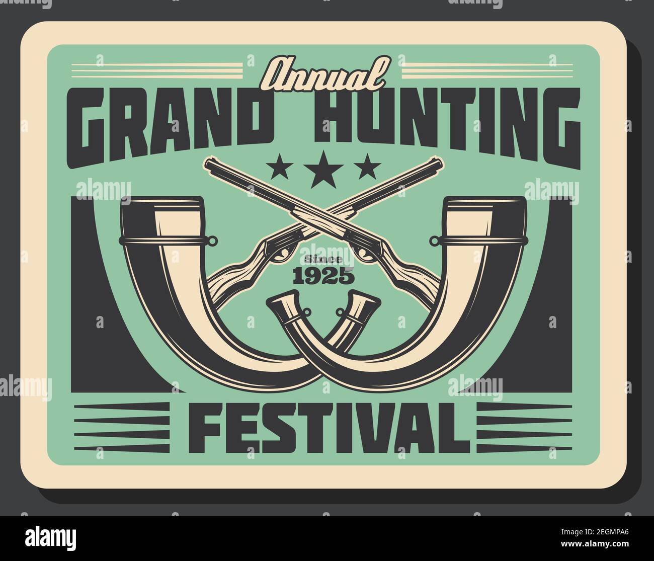 Hunting festival retro poster for hunter club or society annual hunt ...