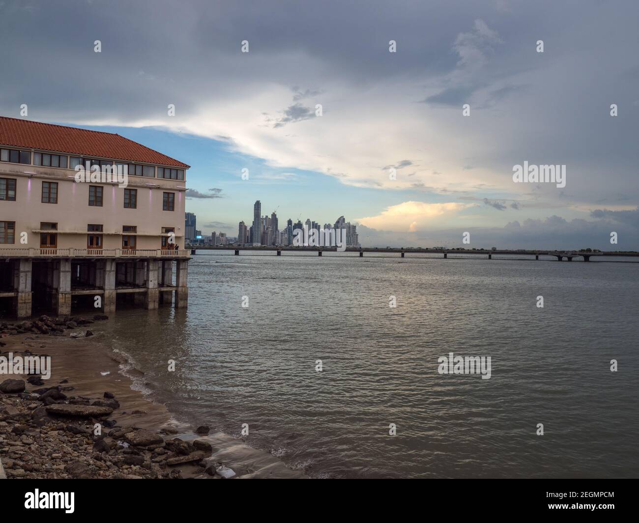 Modern Panama skyline seen from the colonial side of the city ( Casco ...