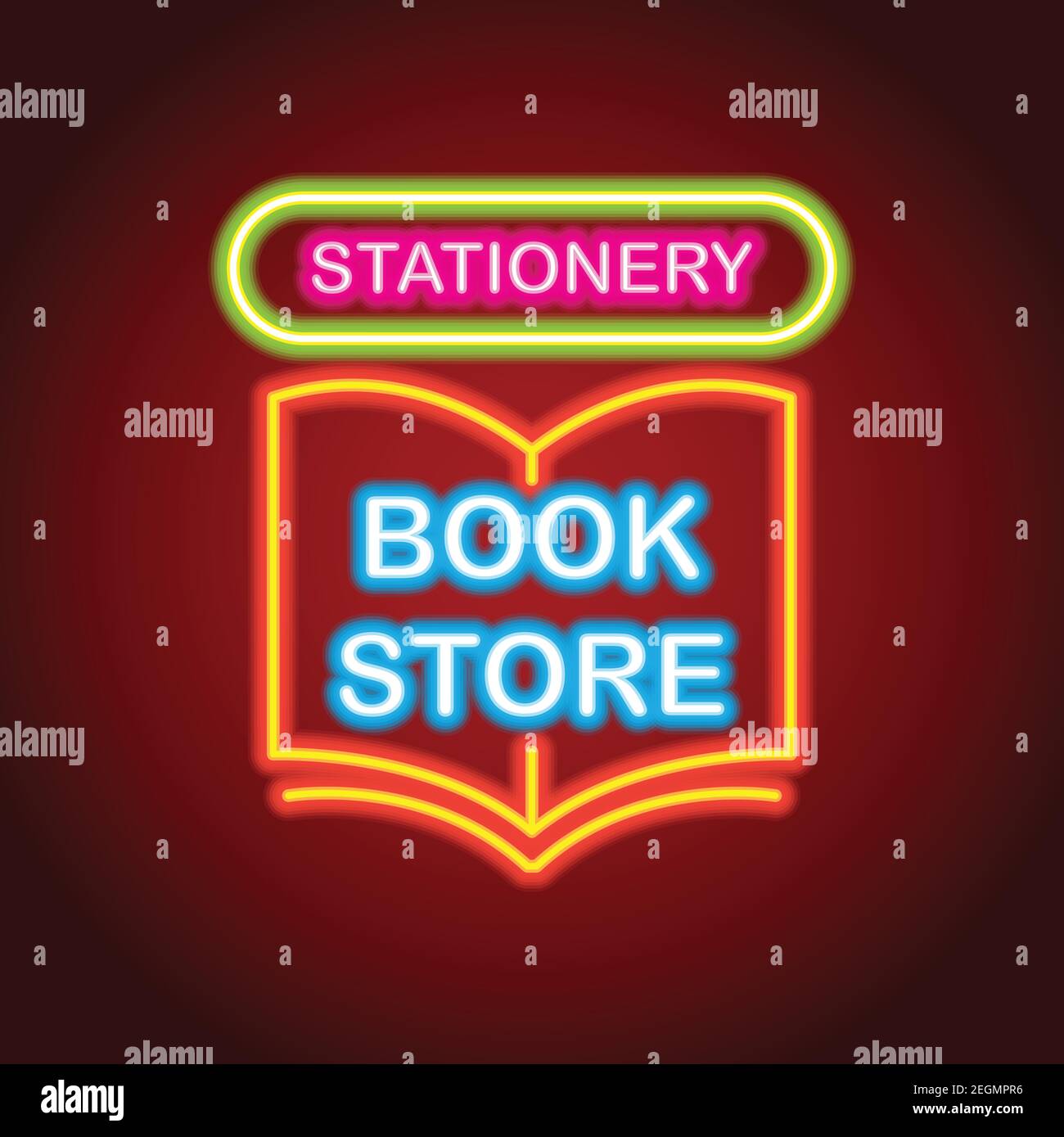 stationery and book store neon sign for stationery and book ...