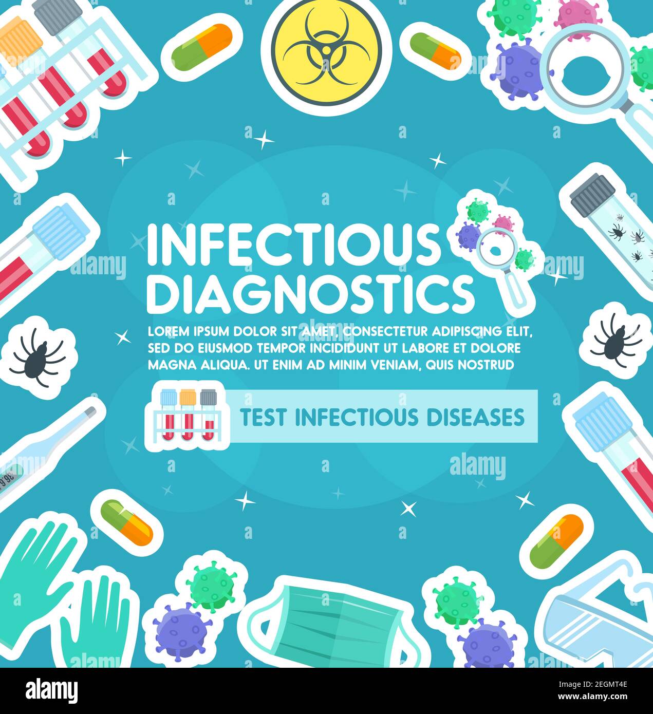 Infections diagnostics poster for virus or bacteria and parasite ...