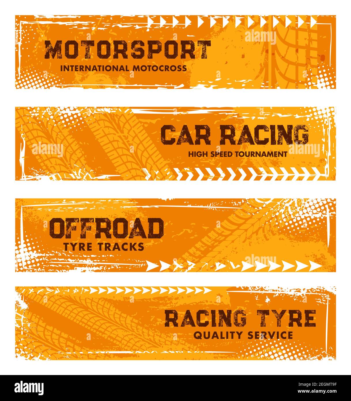 Tyre tracks, off road tire prints, grunge vector car racing treads with ...