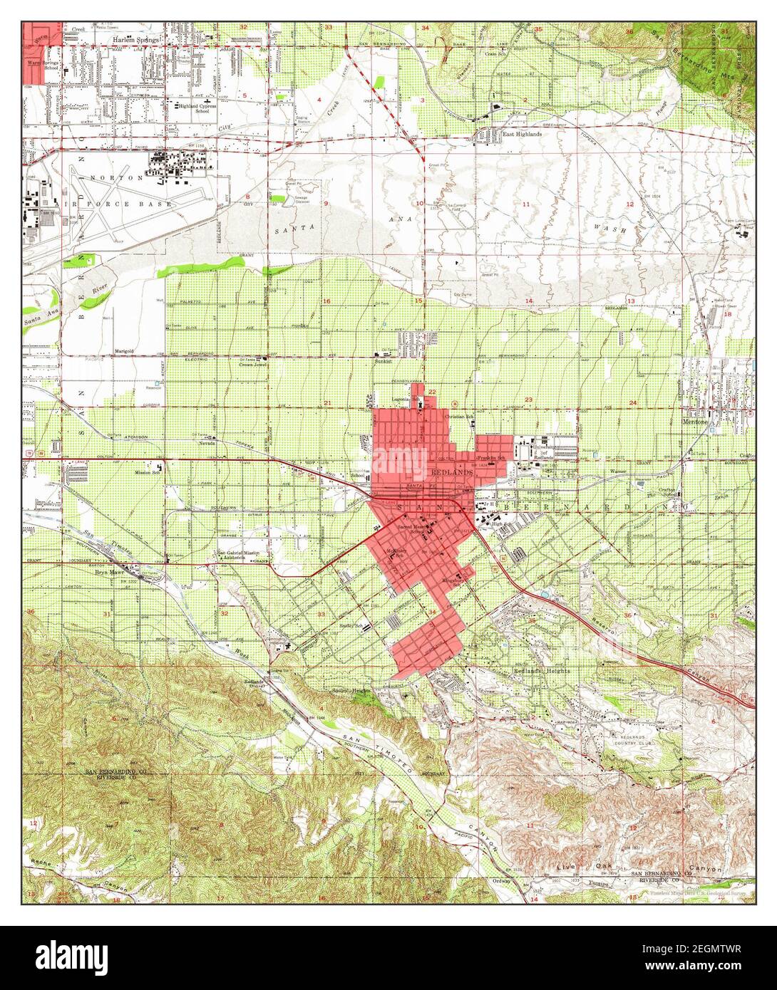 Redlands, California, map 1954, 1:24000, United States of America by ...