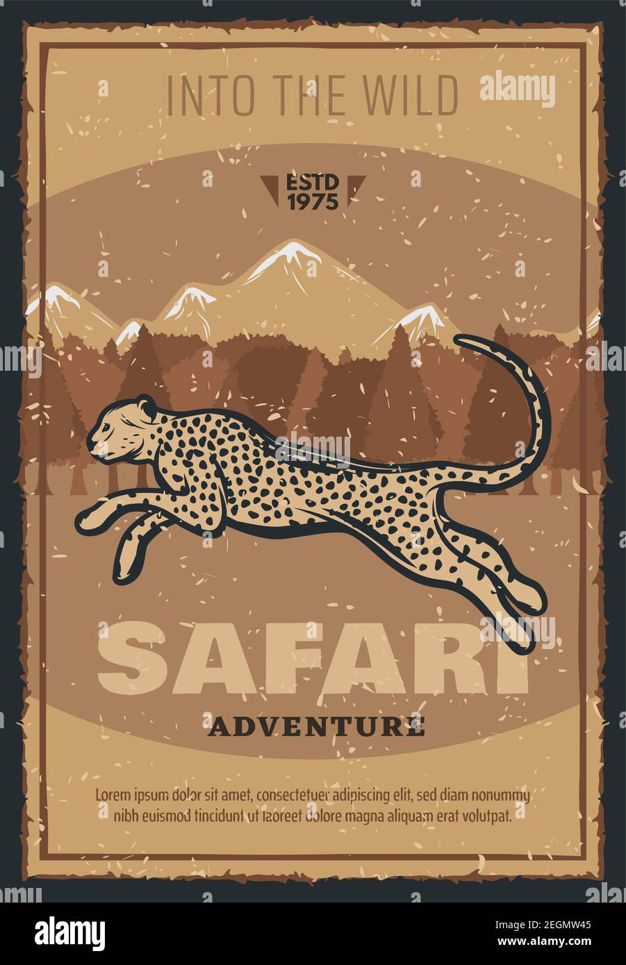 Safari hunting adventure retro poster for hunter club. Vector vintage ...