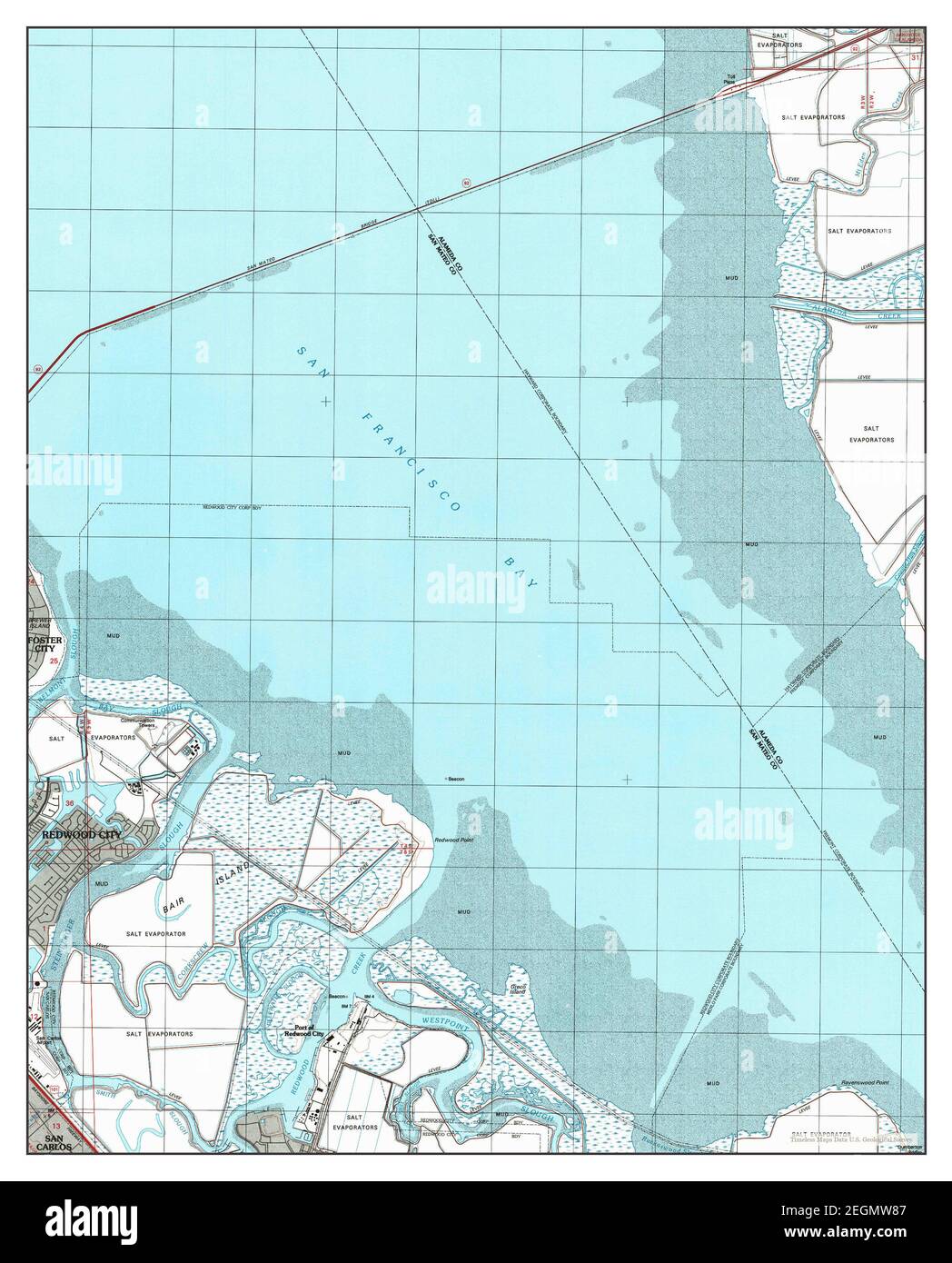 Redwood Point, California, map 1993, 1:24000, United States of America ...