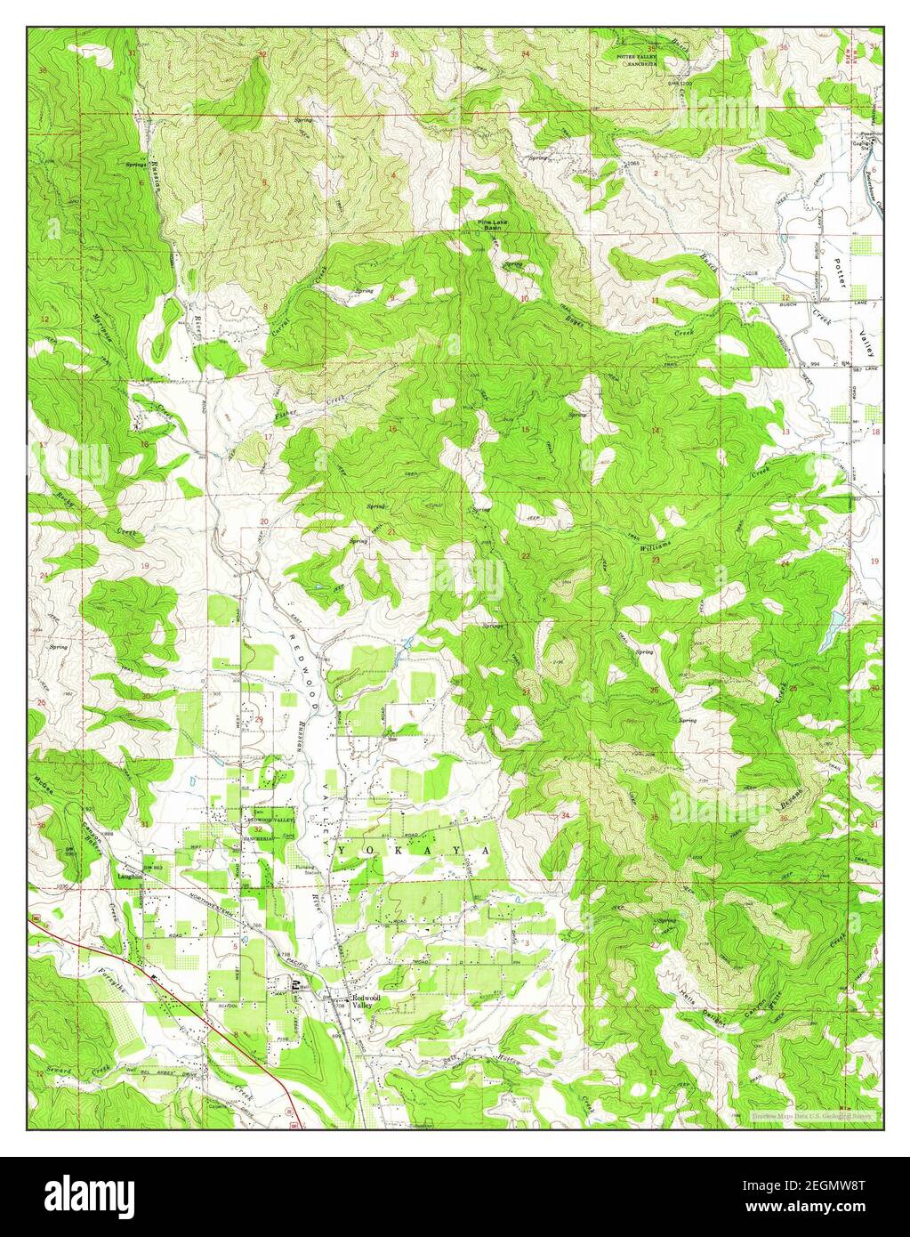 Redwood Valley, California, map 1960, 1:24000, United States of America ...