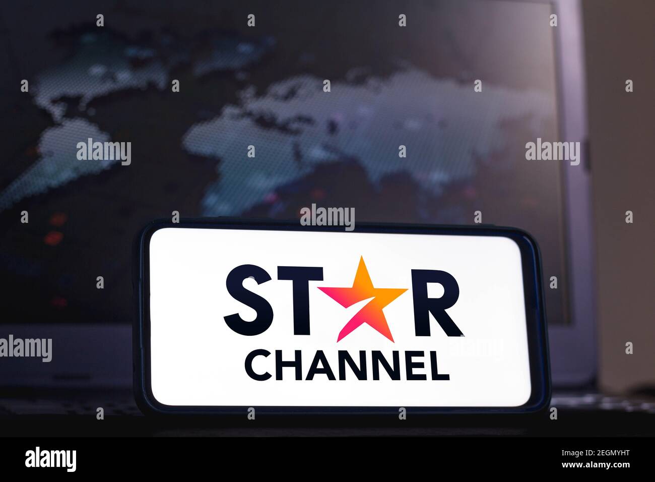 In this photo illustration a Star Channel logo seen displayed Stock ...