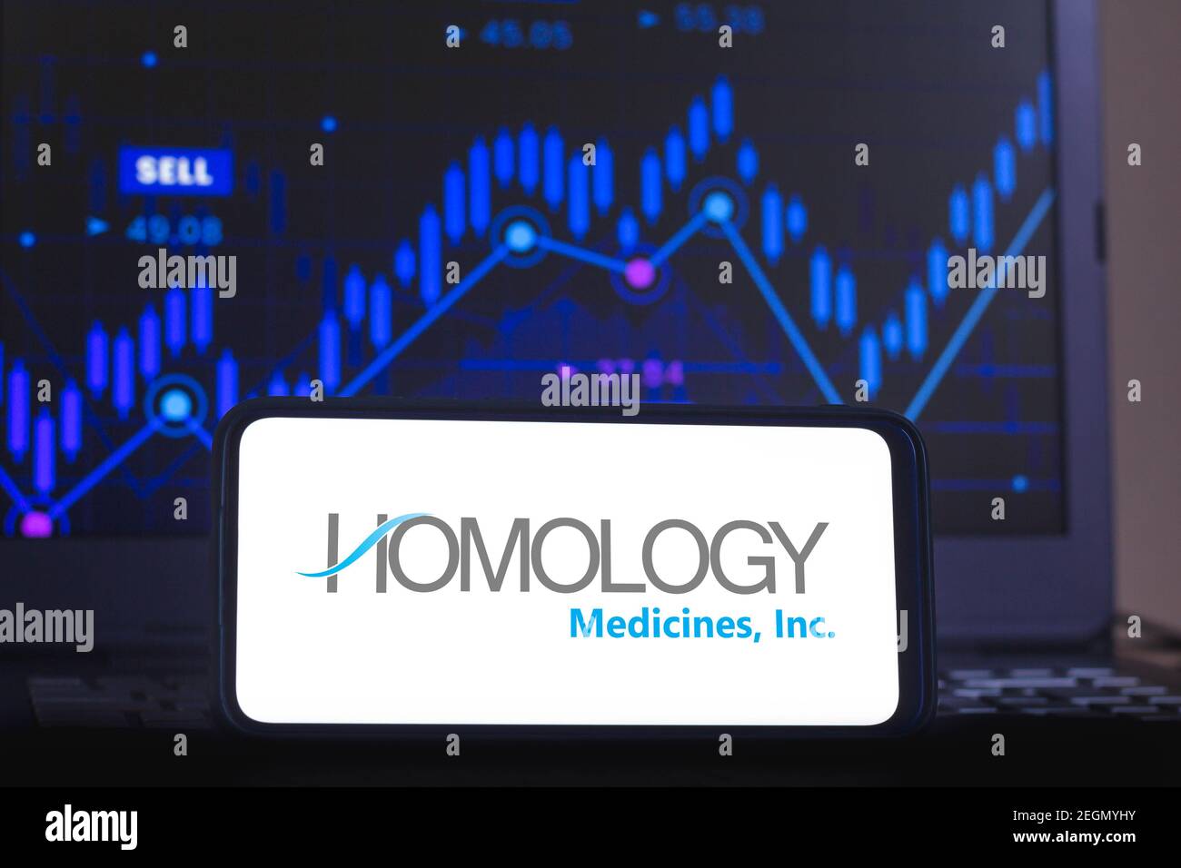 In this photo illustration a Homology Medicines logo seen displayed on ...