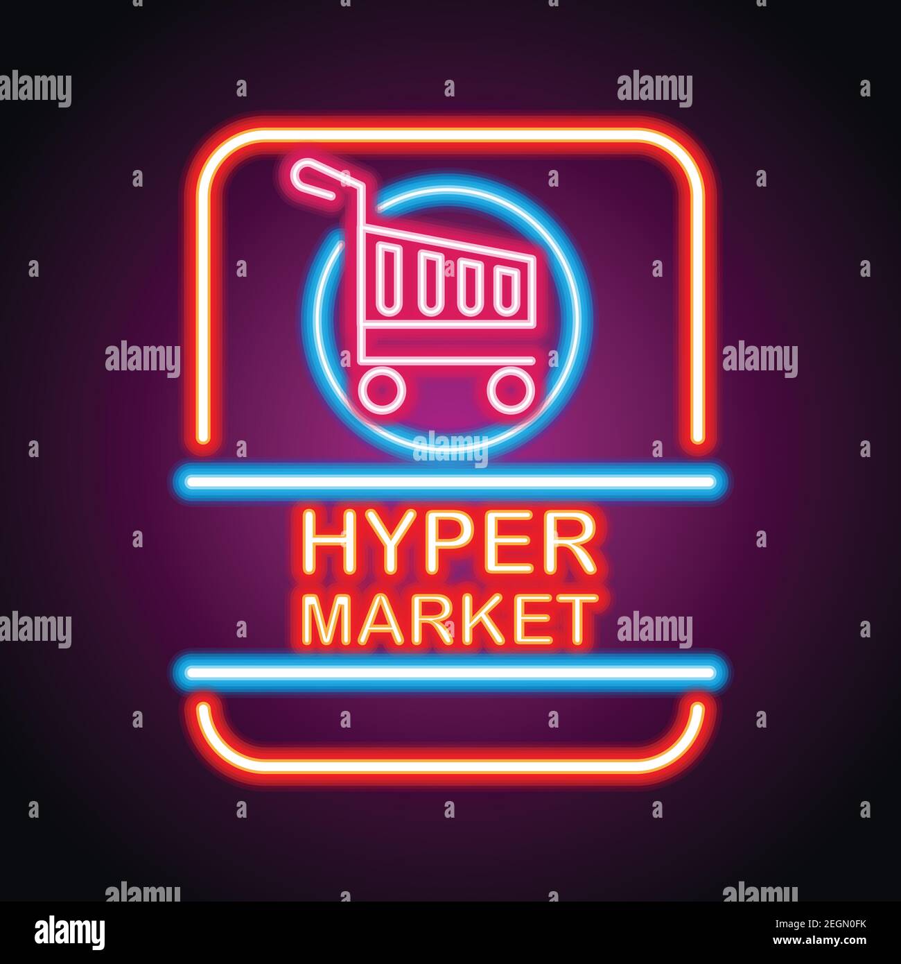 mini super market neon sign for super market plank add. vector ...