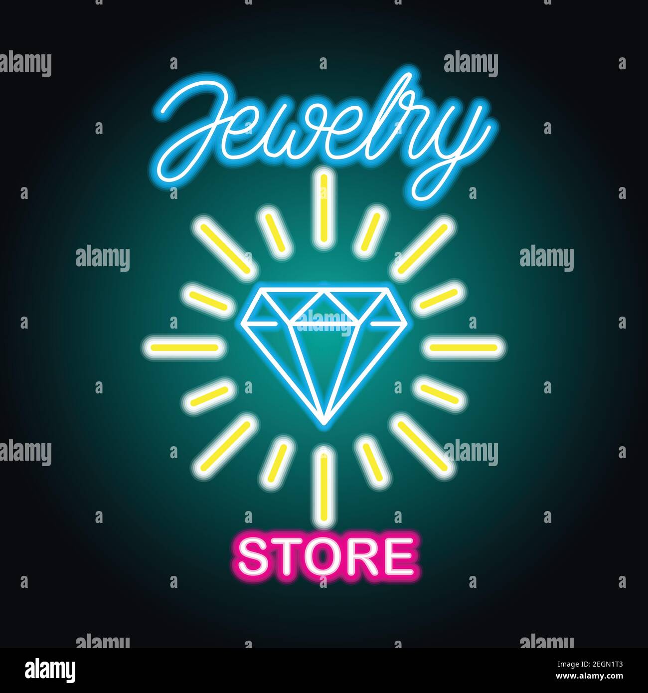 jewelry store neon sign for jewelry business plank. vector illustration ...