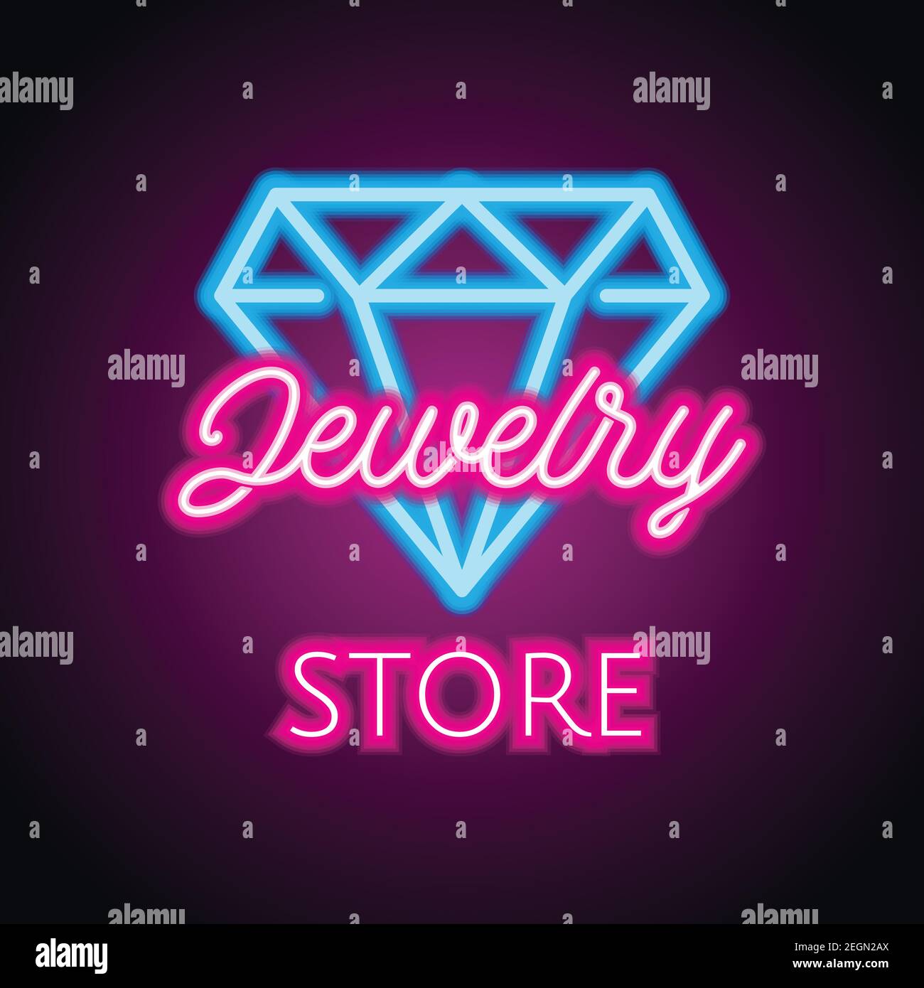 jewelry store neon sign for jewelry business plank. vector illustration ...