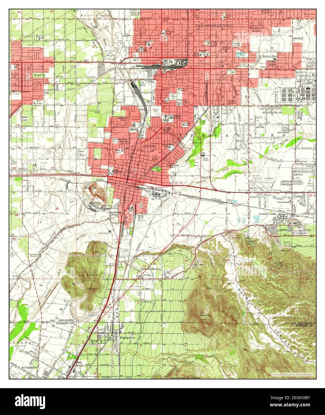 San Bernardino South, California, map 1954, 1:24000, United States of ...