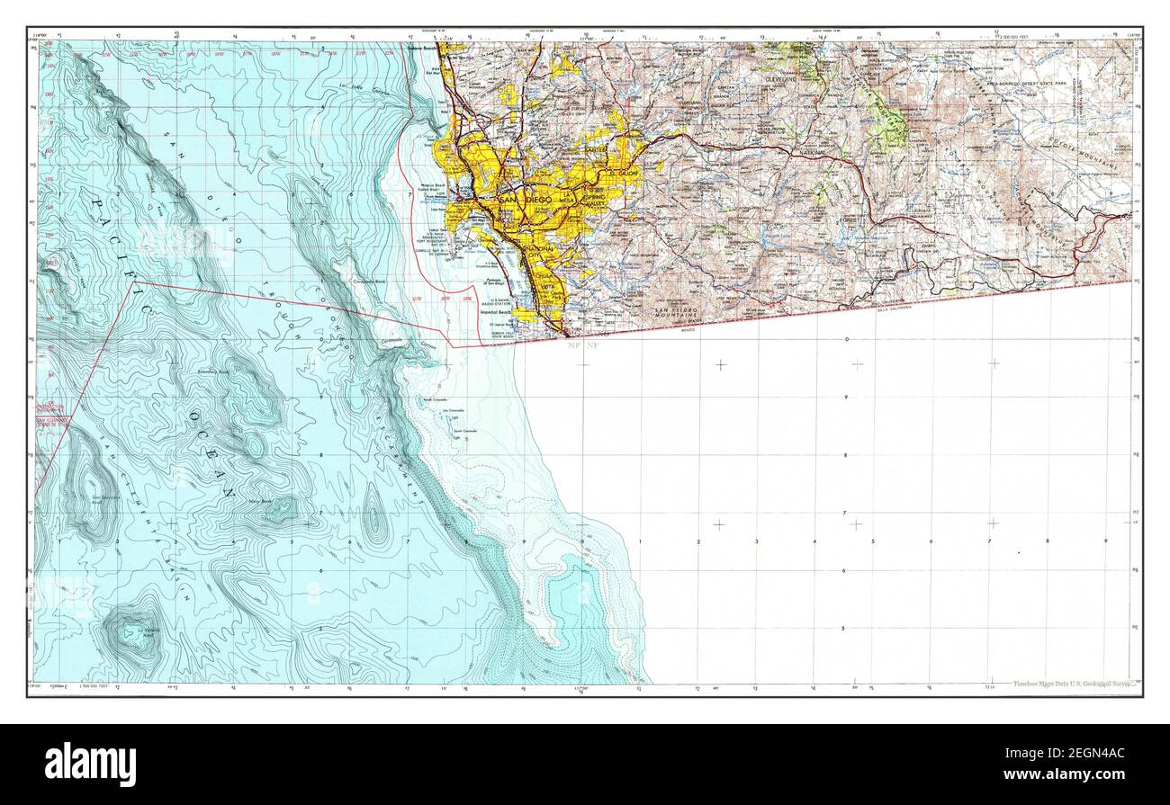 San Diego, California, map 1958, 1:250000, United States of America by ...