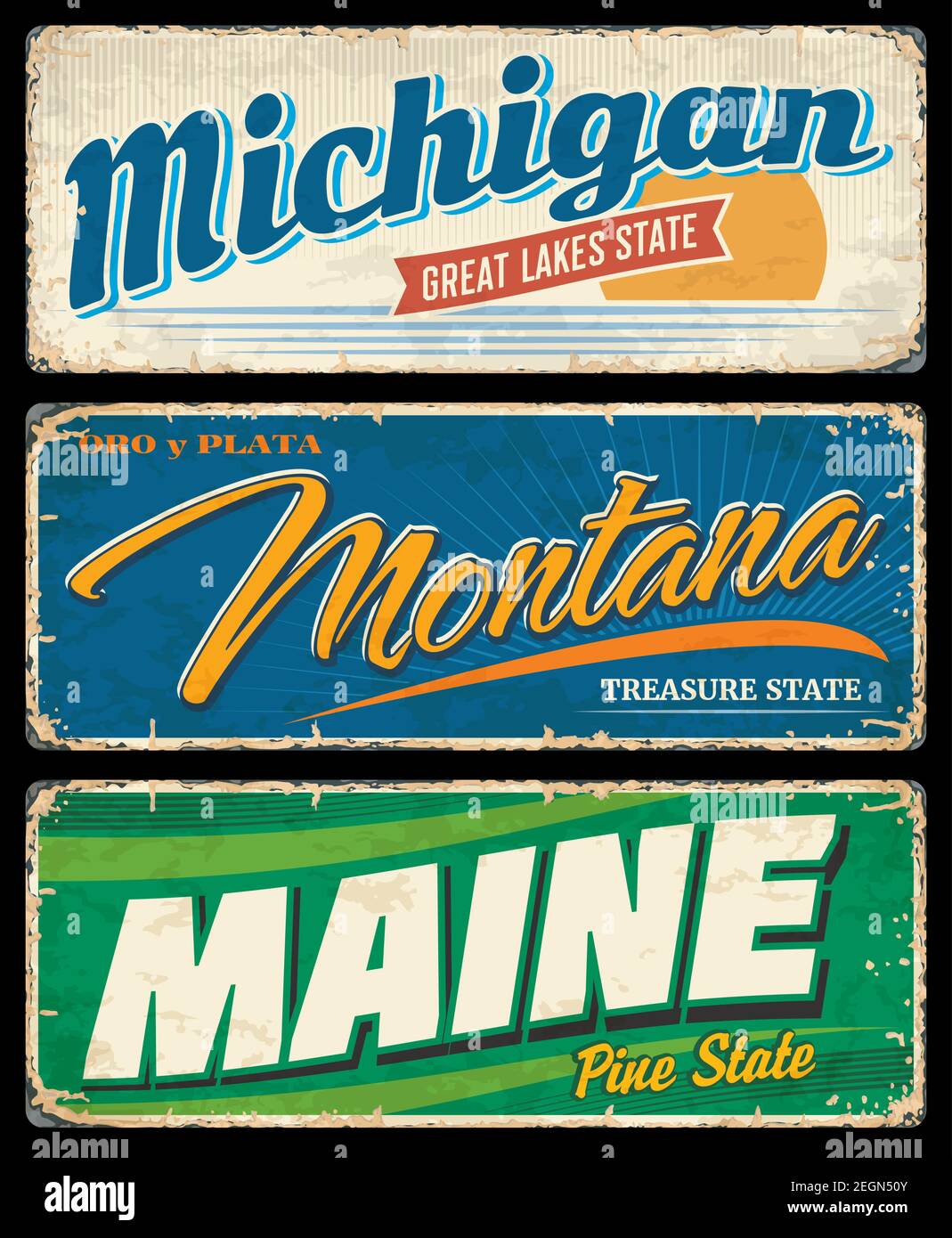 American postcards states Stock Vector Images - Alamy