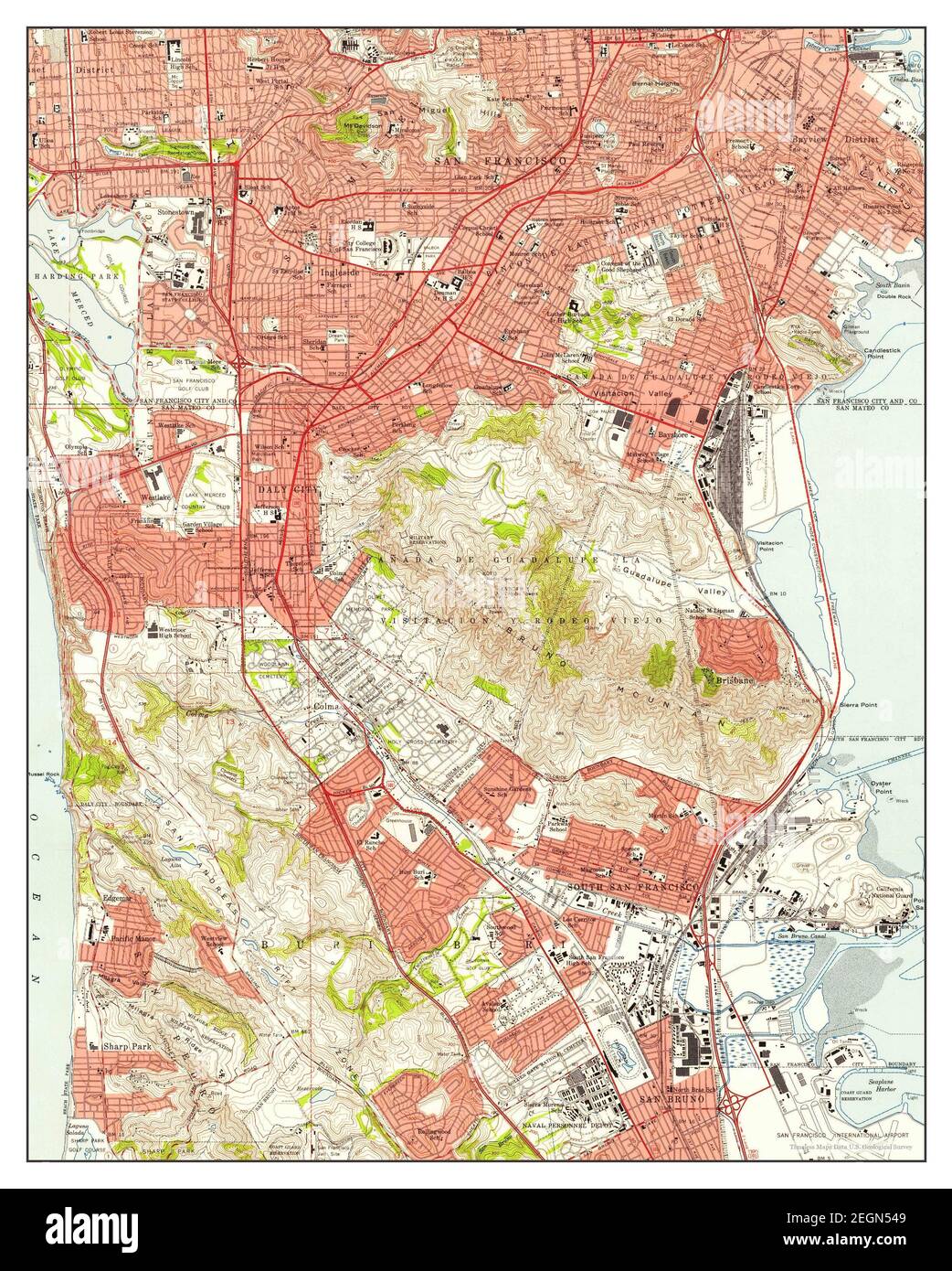 San Francisco South, California, map 1956, 1:24000, United States of ...