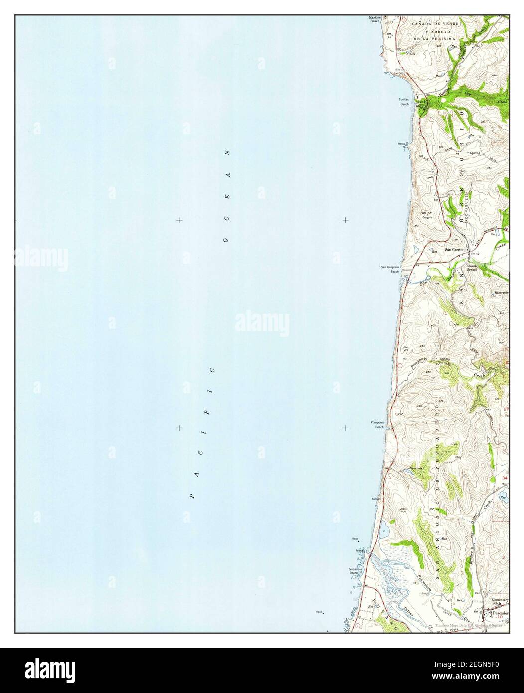 San Gregorio, California, map 1955, 1:24000, United States of America ...
