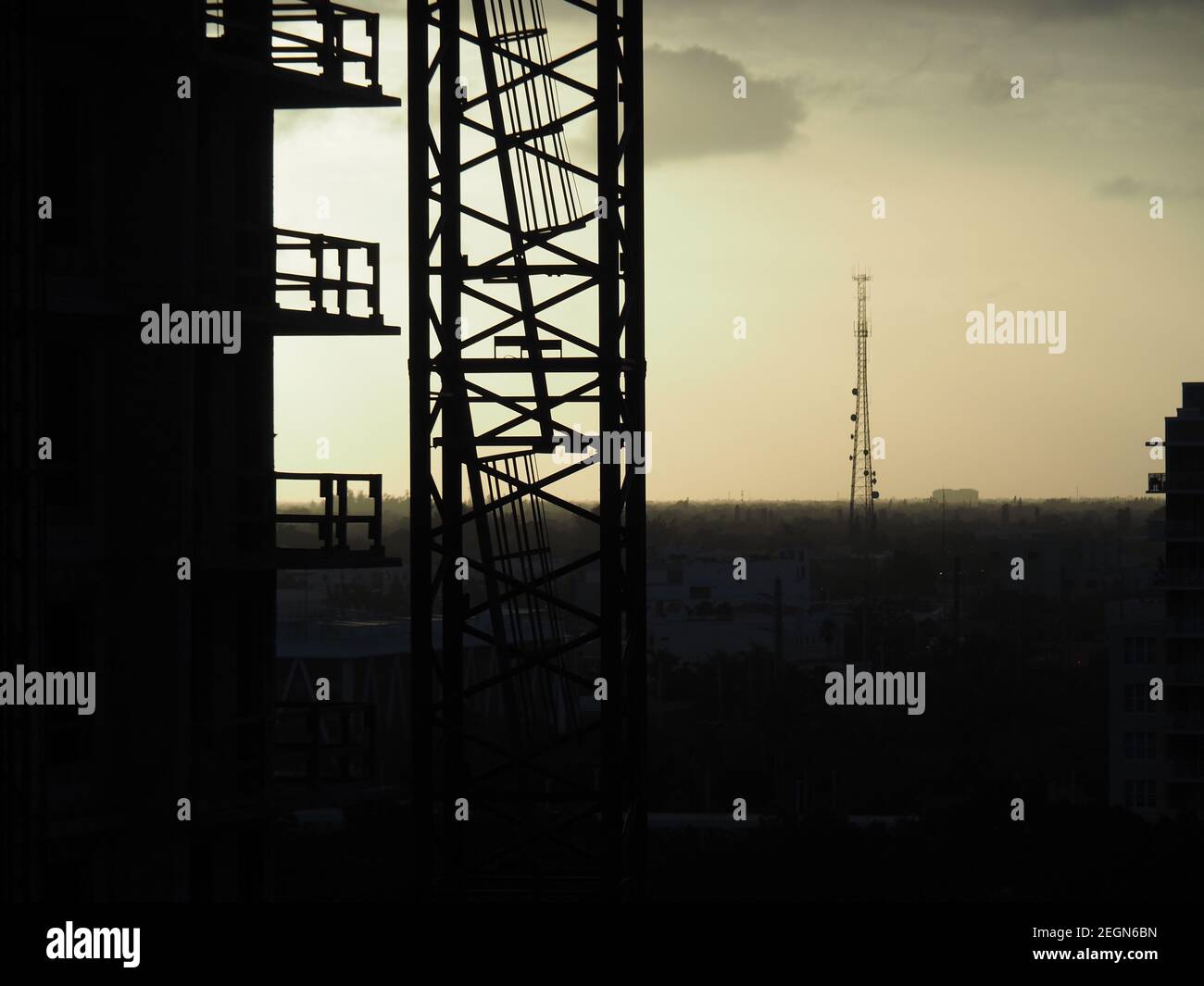 post apocalyptic nuclear landscape, Silhouette of metal structures with ...