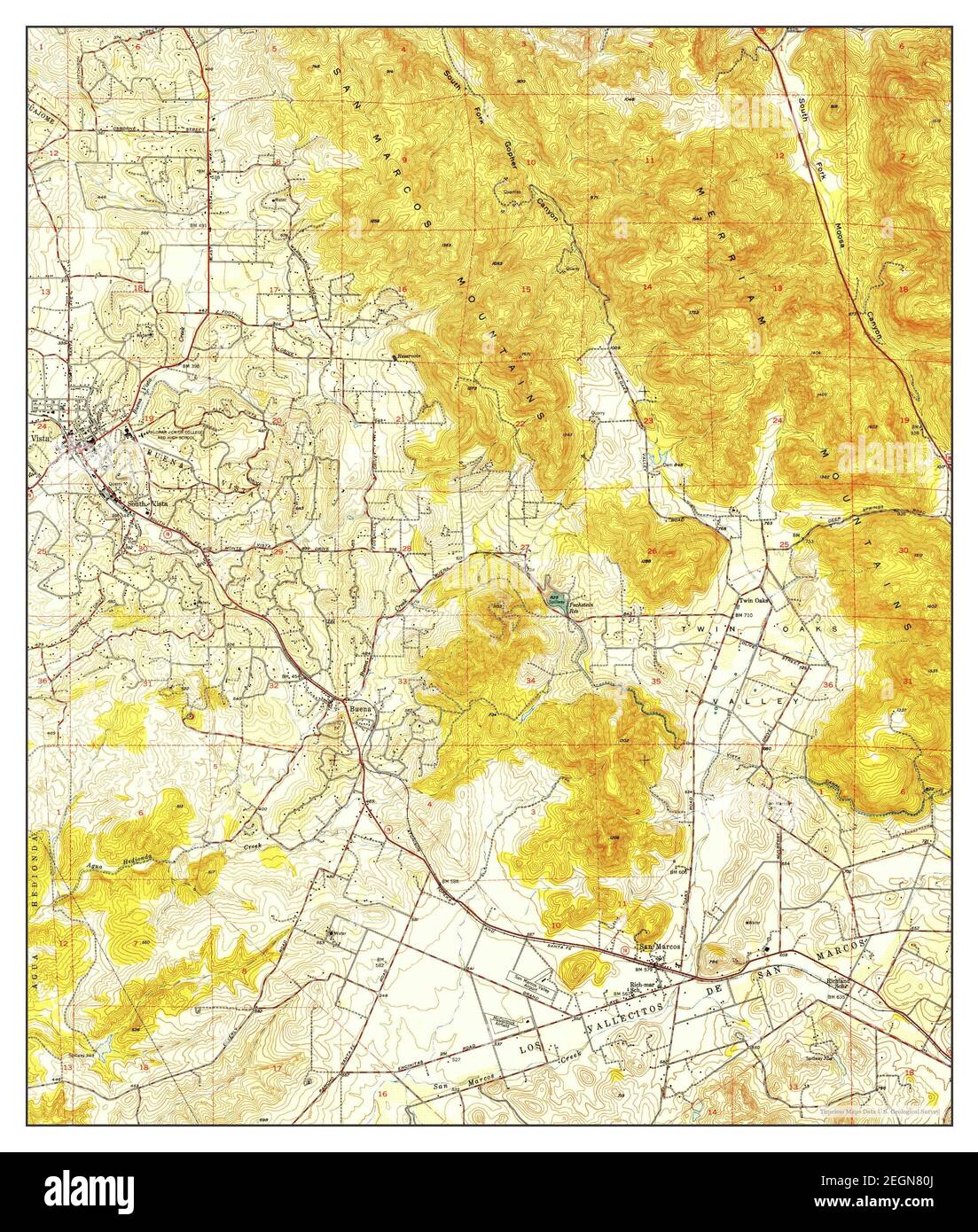 San Marcos, California, map 1949, 1:24000, United States of America by ...