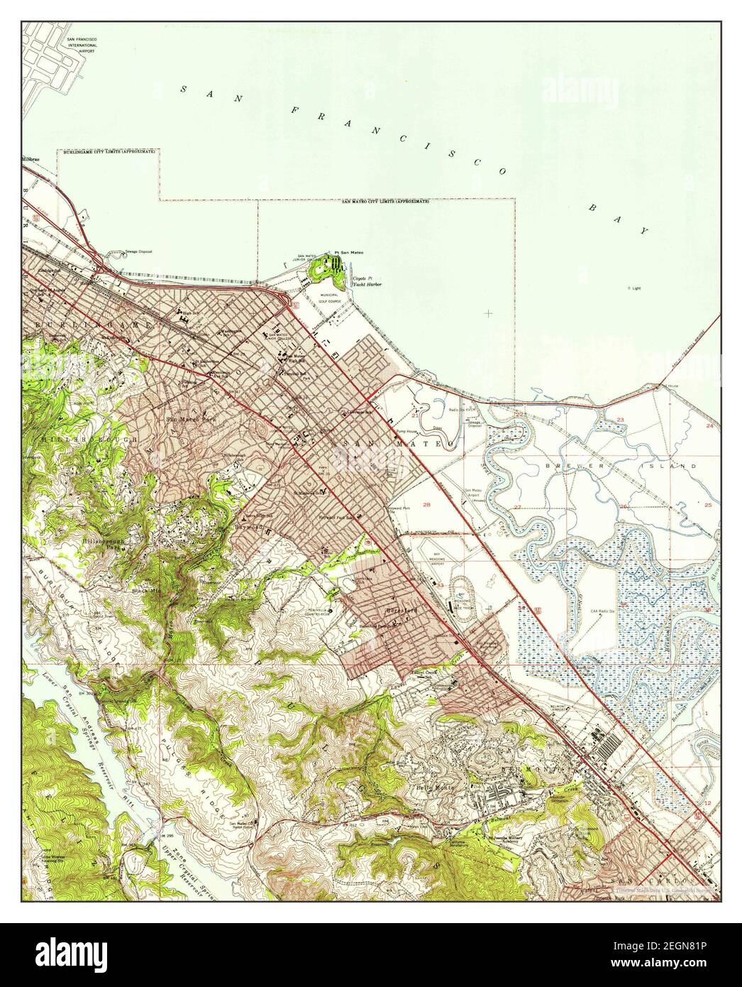 San Mateo, California, map 1947, 1:24000, United States of America by ...