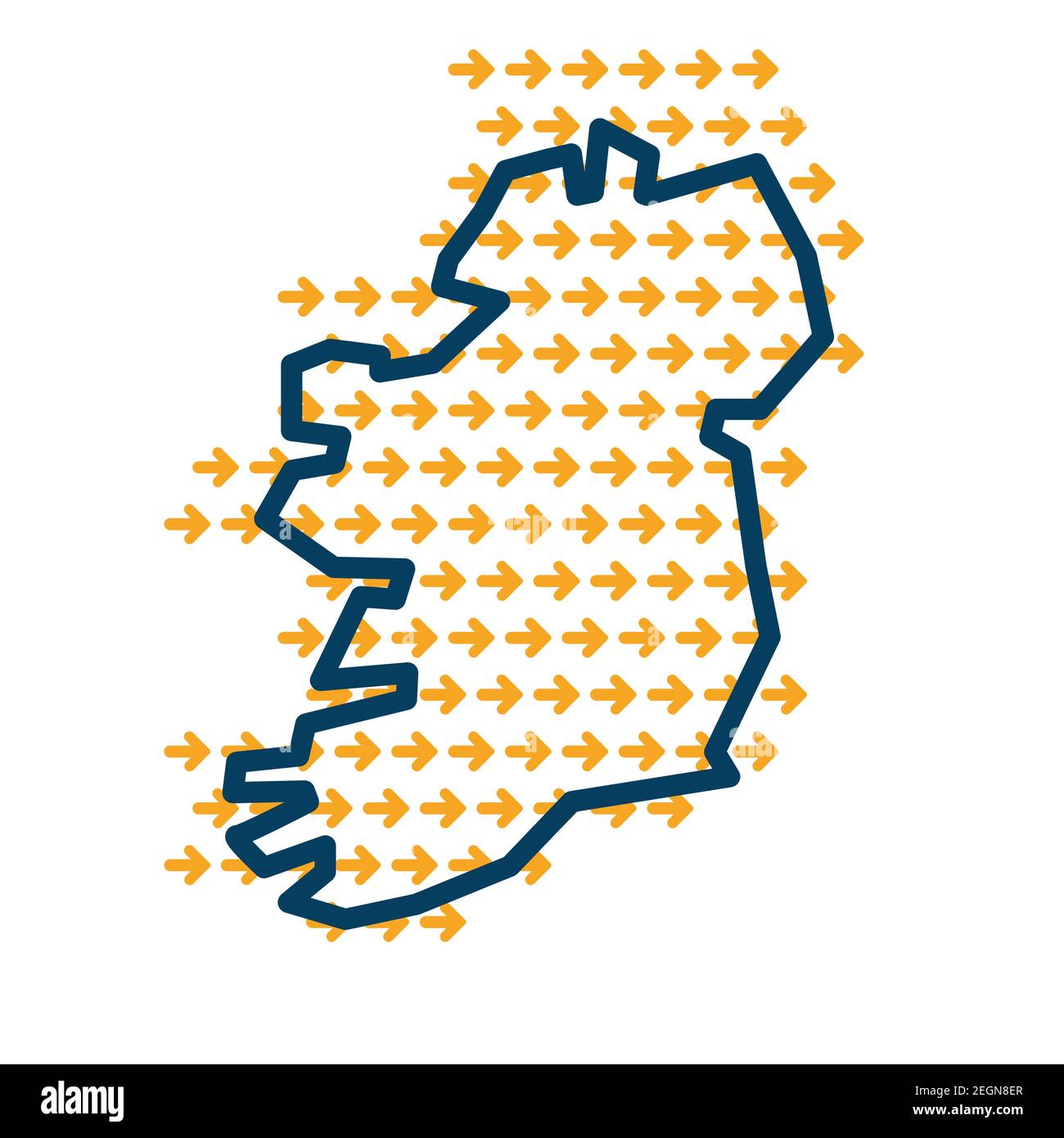 Ireland simple outline map with yellow direction guide arrows Stock ...