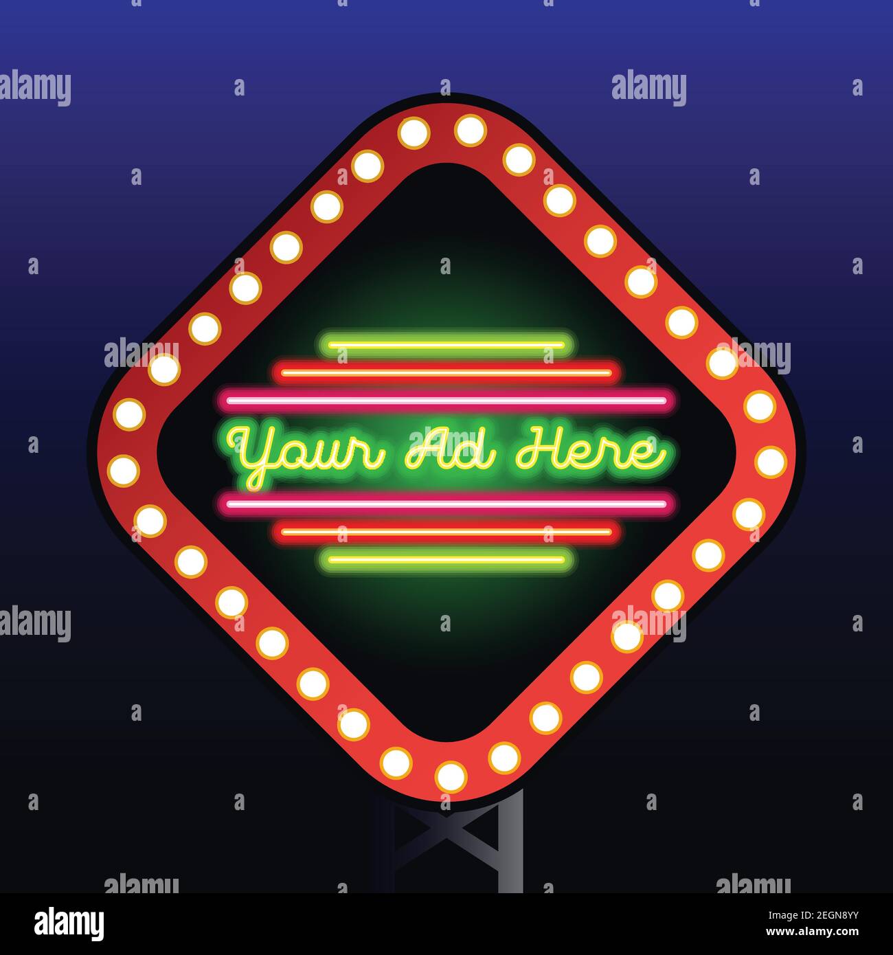 billboard for outdoor advertising glowing box neon sign. vector ...