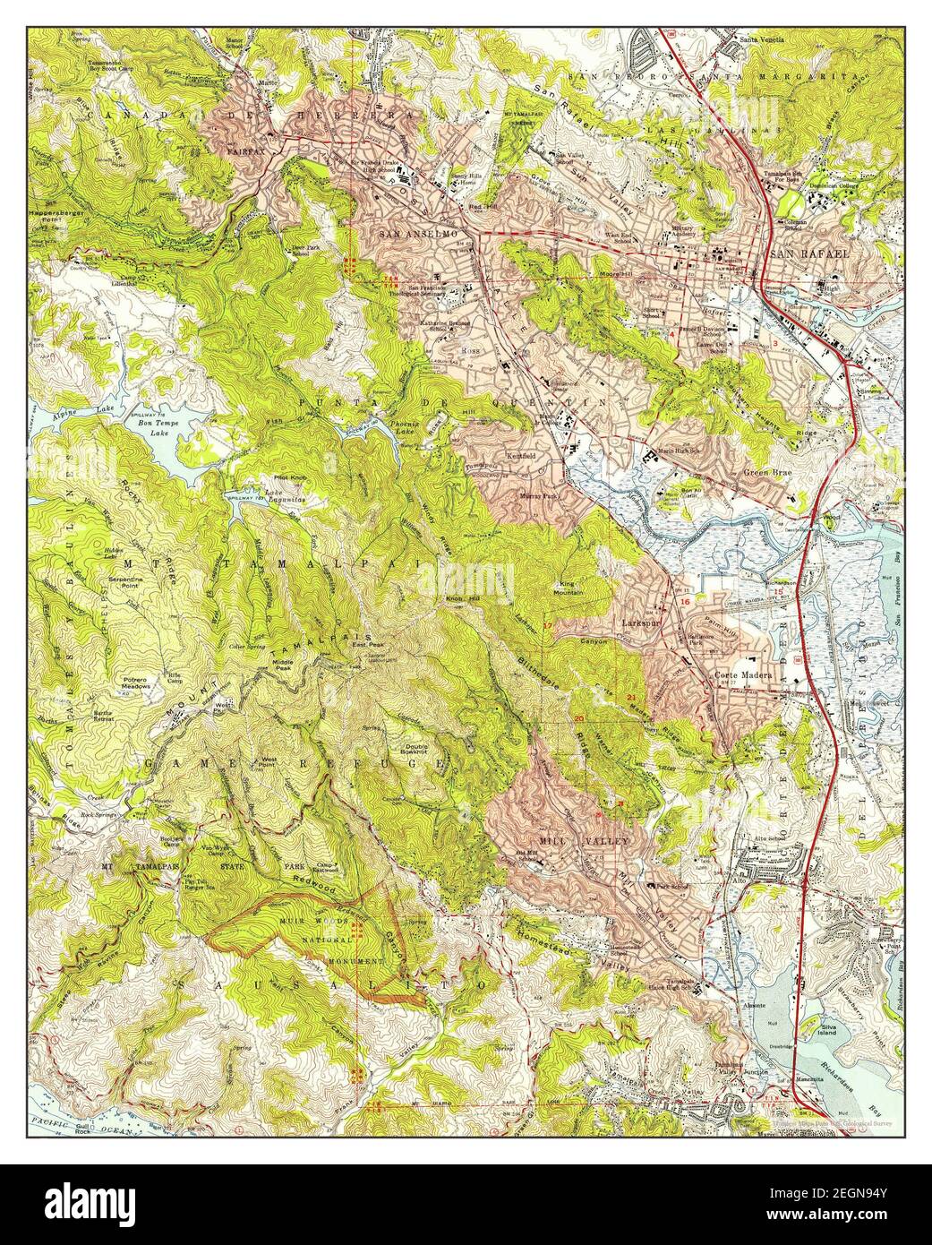 San Rafael, California, map 1954, 1:24000, United States of America by ...