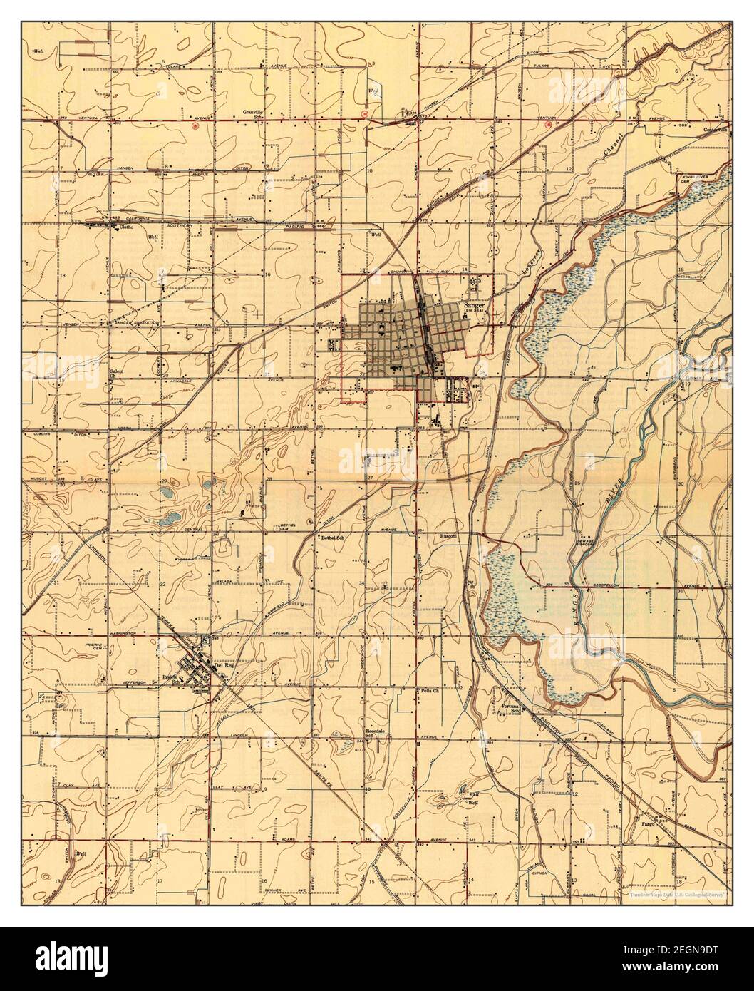 Sanger, California, map 1947, 1:24000, United States of America by ...