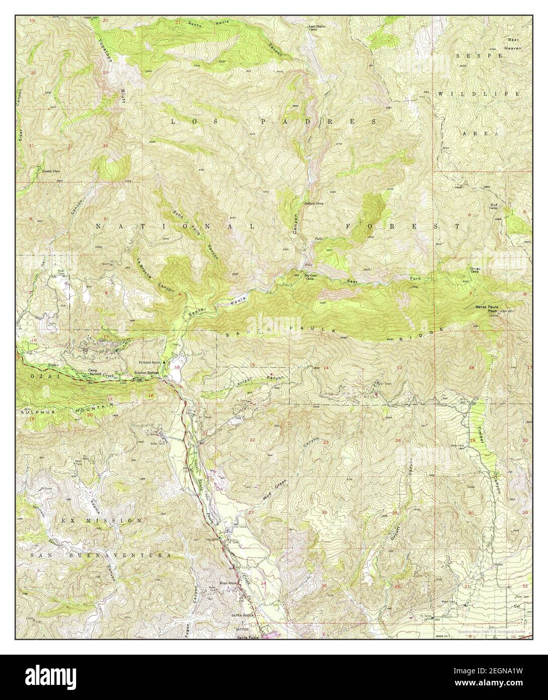 Santa Paula Peak, California, map 1951, 1:24000, United States of ...